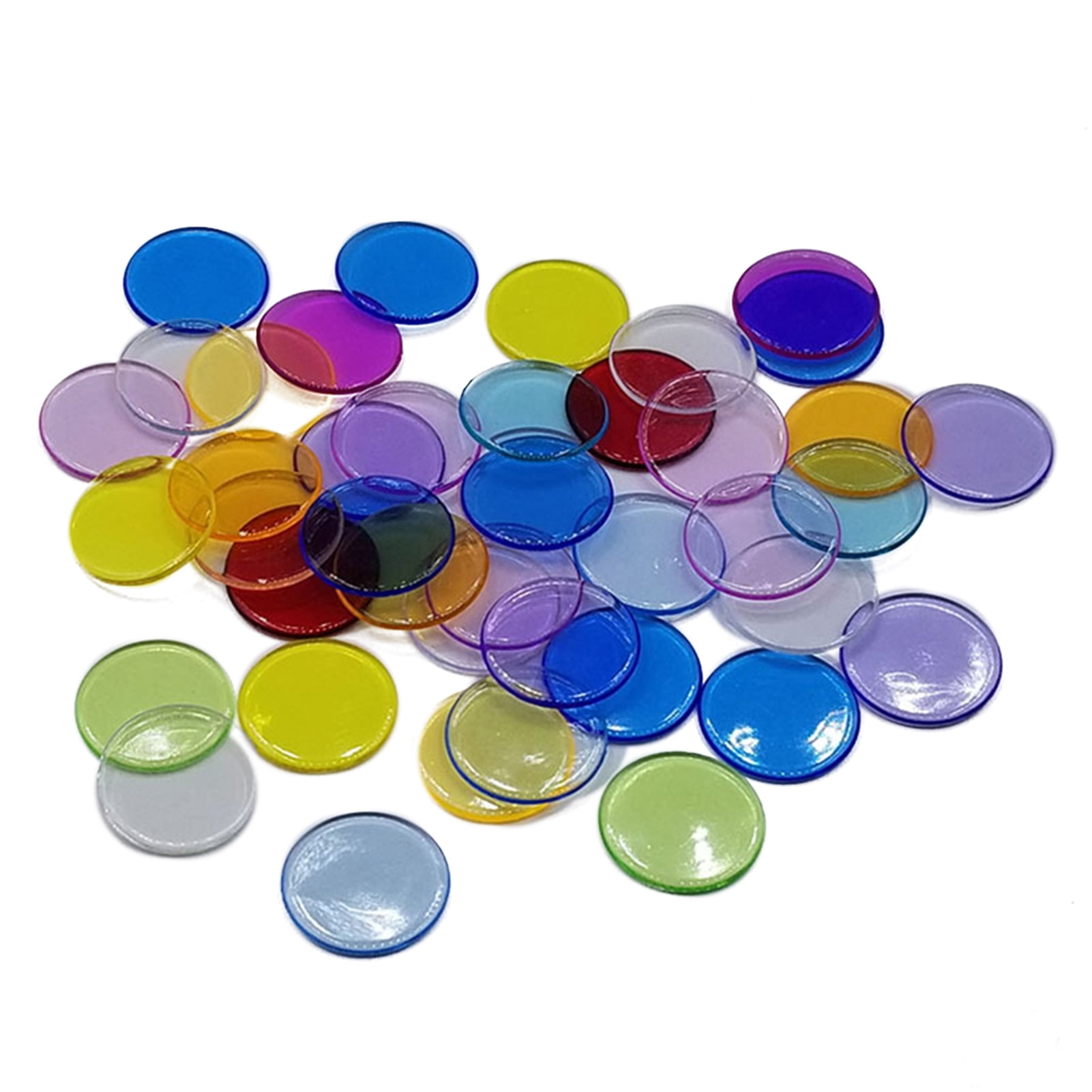 HEVIRGO 100Pcs 19mm Bingo Chips Transparent Color Counting Math Game ...