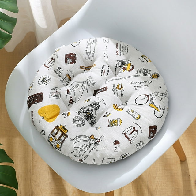 HEVIRGO 12/16/18Inch Round Chair Cushion Washable Soft Polyester Plaid ...