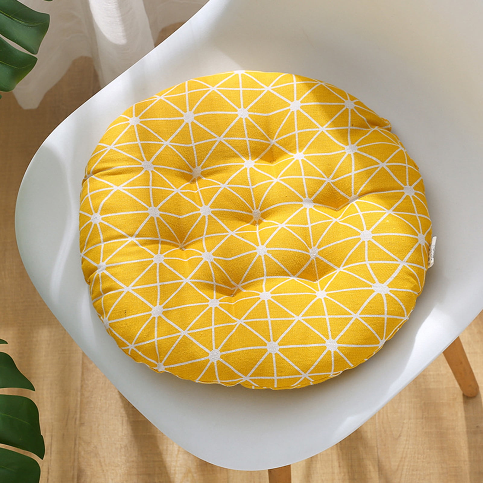 HEVIRGO 12/16/18Inch Round Chair Cushion Washable Soft Polyester Plaid ...
