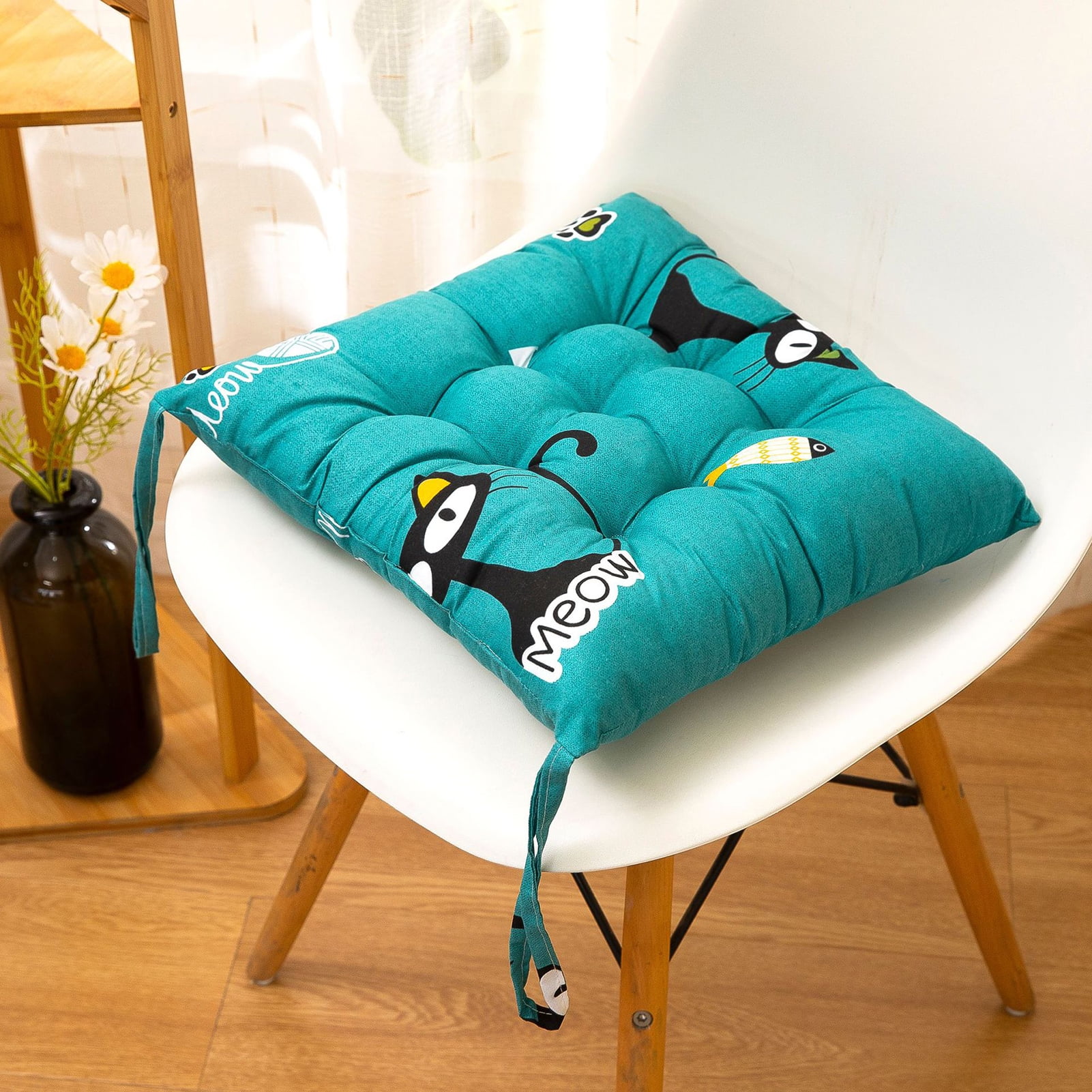 HEVIRGO 14/16 Inch Chair Cushion Mat High Rebound Comfortable Flowers ...