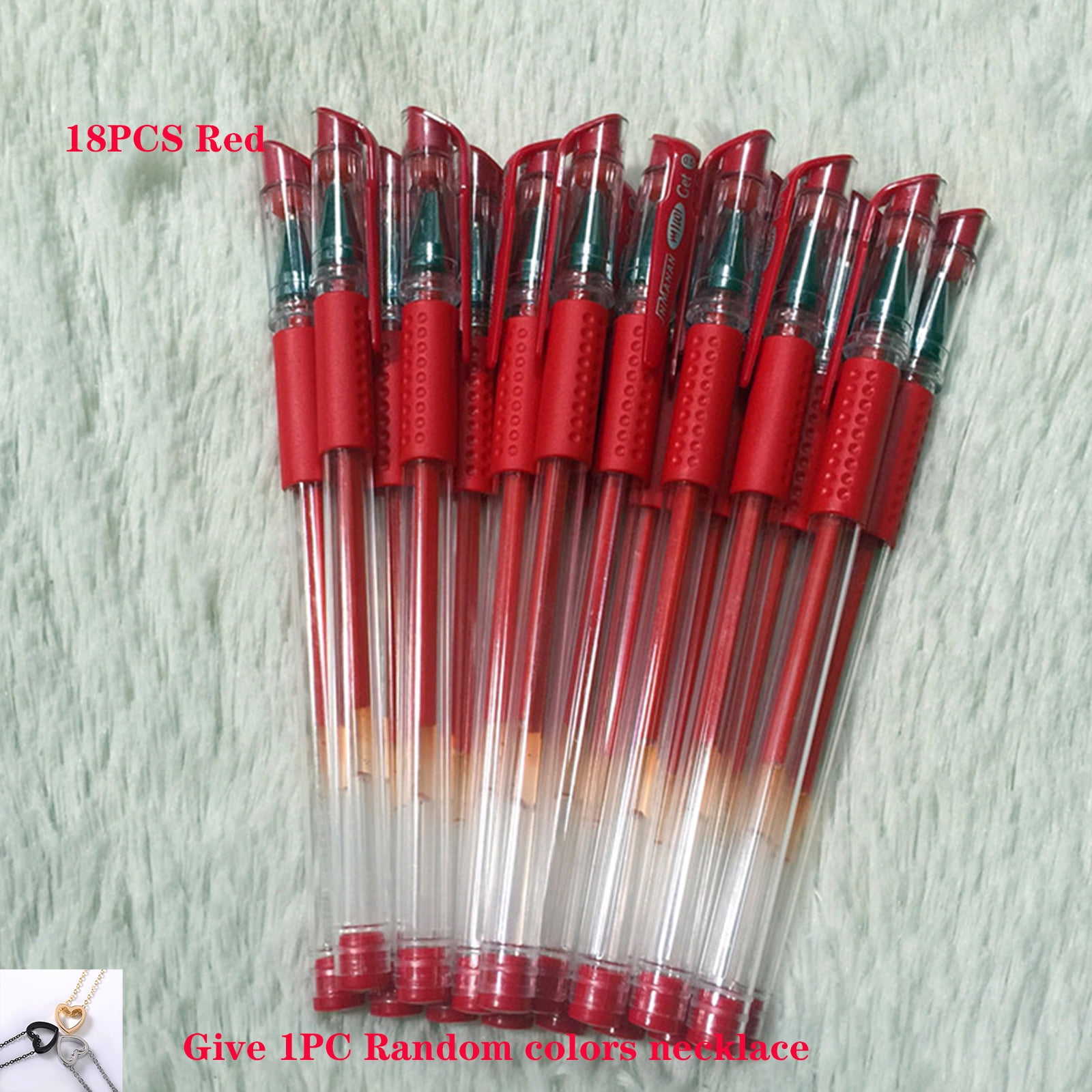HEVIRGO 18Pcs 0.5mm Red Gel Ink Pen School Office Supplies Students ...