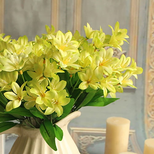 HEVIRGO 2 Bouquets Lovely Artificial Mini Lily Flower Bouquet Home ...