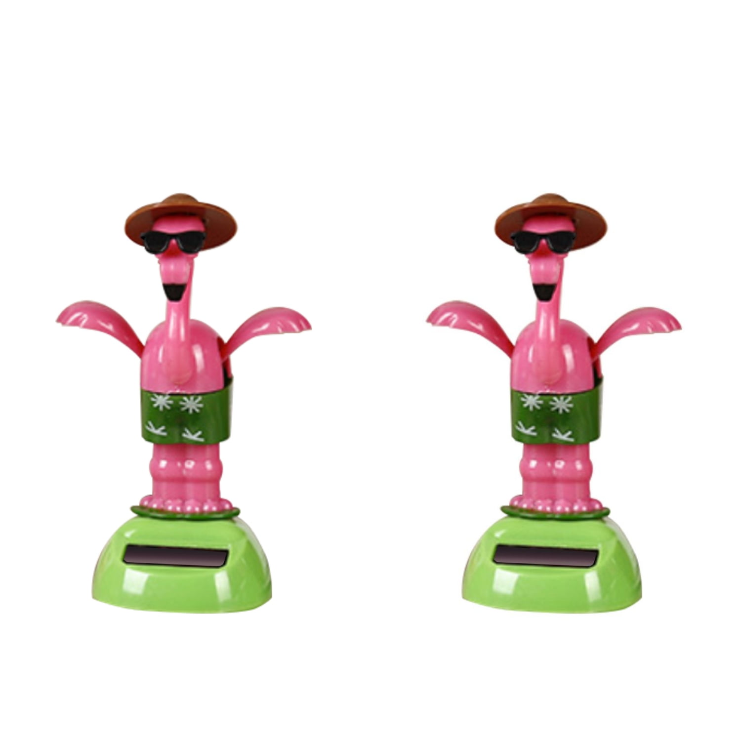 HEVIRGO 2 Pcs Creative Plastic Solar Power Flamingo Car Ornament Flip ...