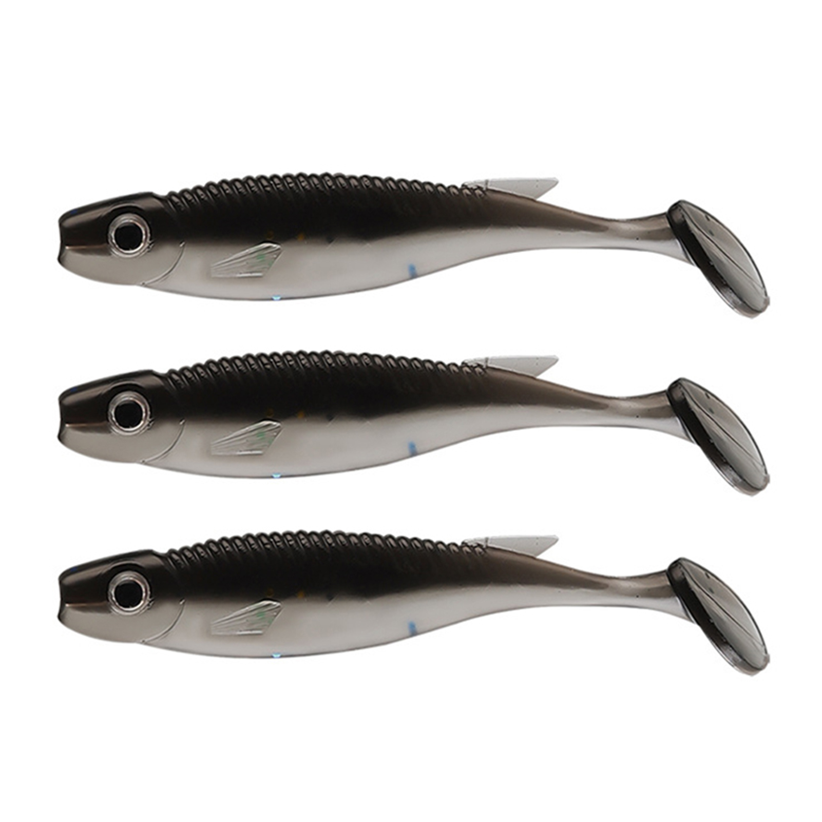 HEVIRGO 3 Pcs 7.5CM/2.6G Soft Fishing Lure with Glitter Paddle Tail ...