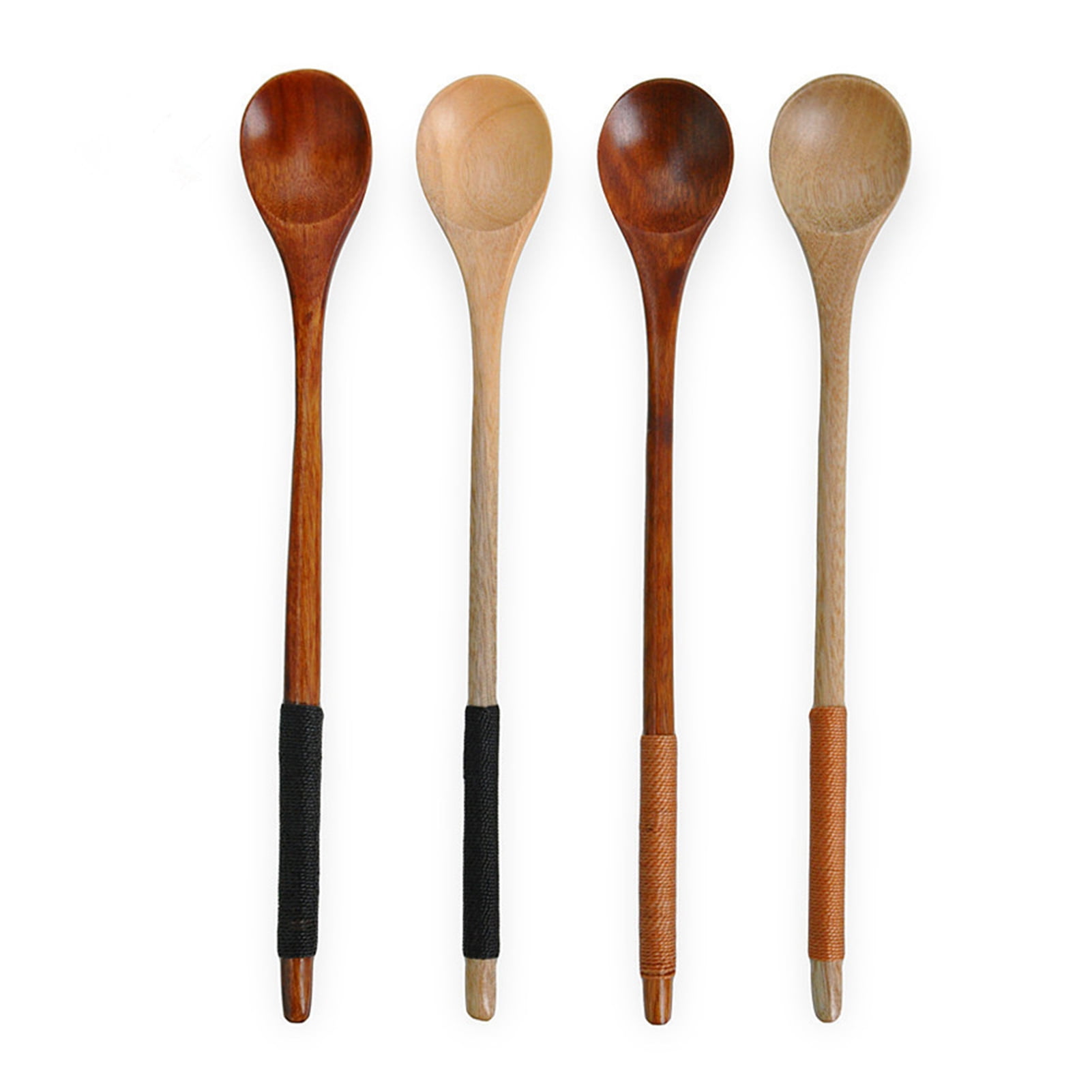 HEVIRGO 4/8Pcs Set Long Handle Wooden Soup Scoop Deluxe Multifunction ...