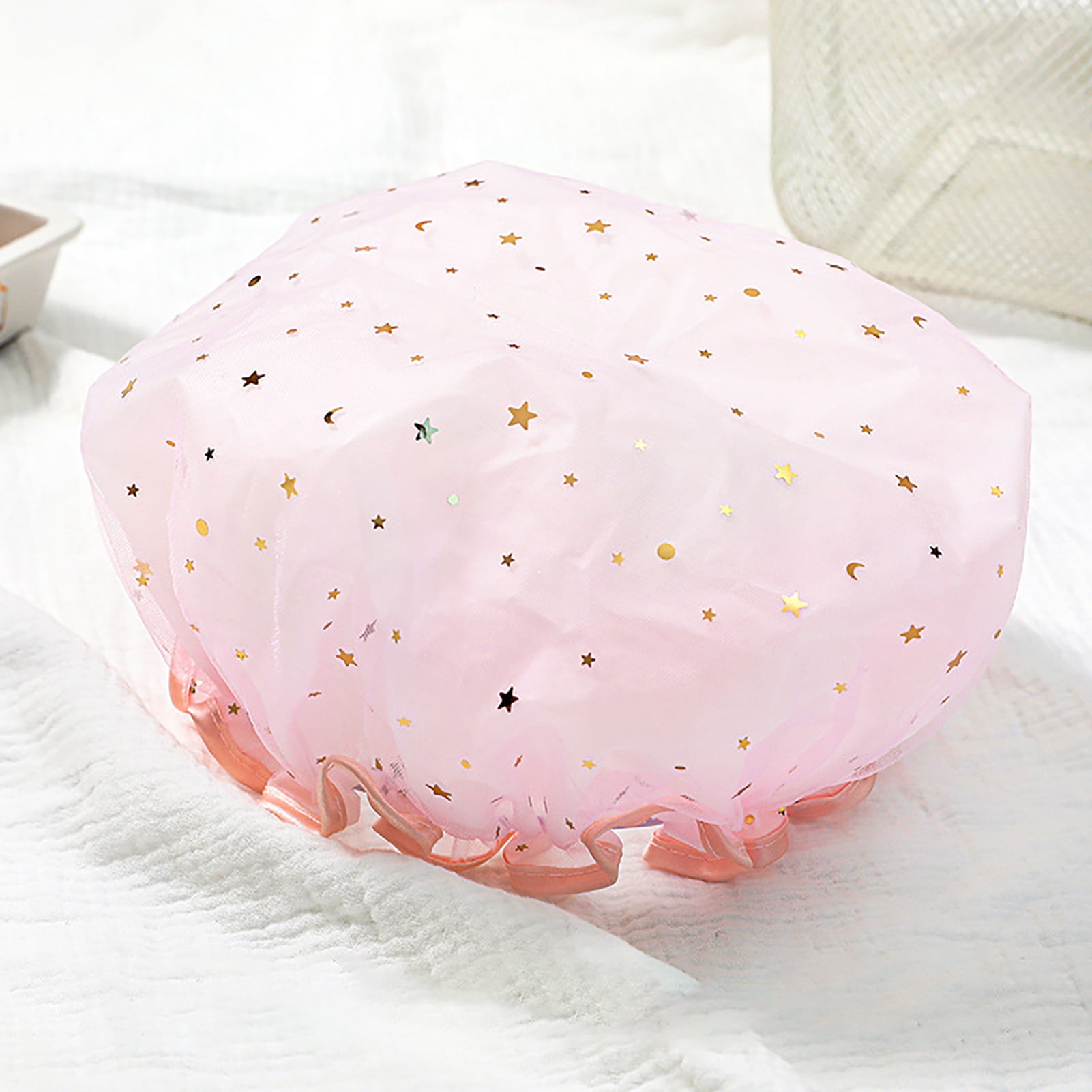 HEVIRGO 4 Pcs Bath Hat Star Pattern Double Layer Shower Shampoo Cap for ...