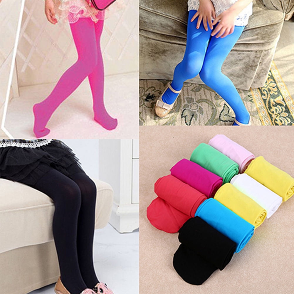 HEVIRGO 4 Pairs Girls Kids Tights Lot Color Pantyhose Stockings Soft ...