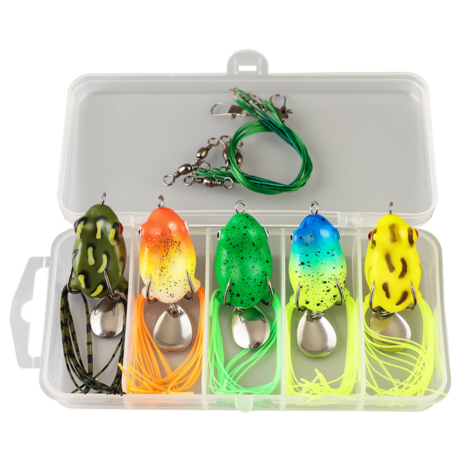 HEVIRGO 5Pcs/Set Topwater Frog Lures Set, Realistic Appearance Sharp ...