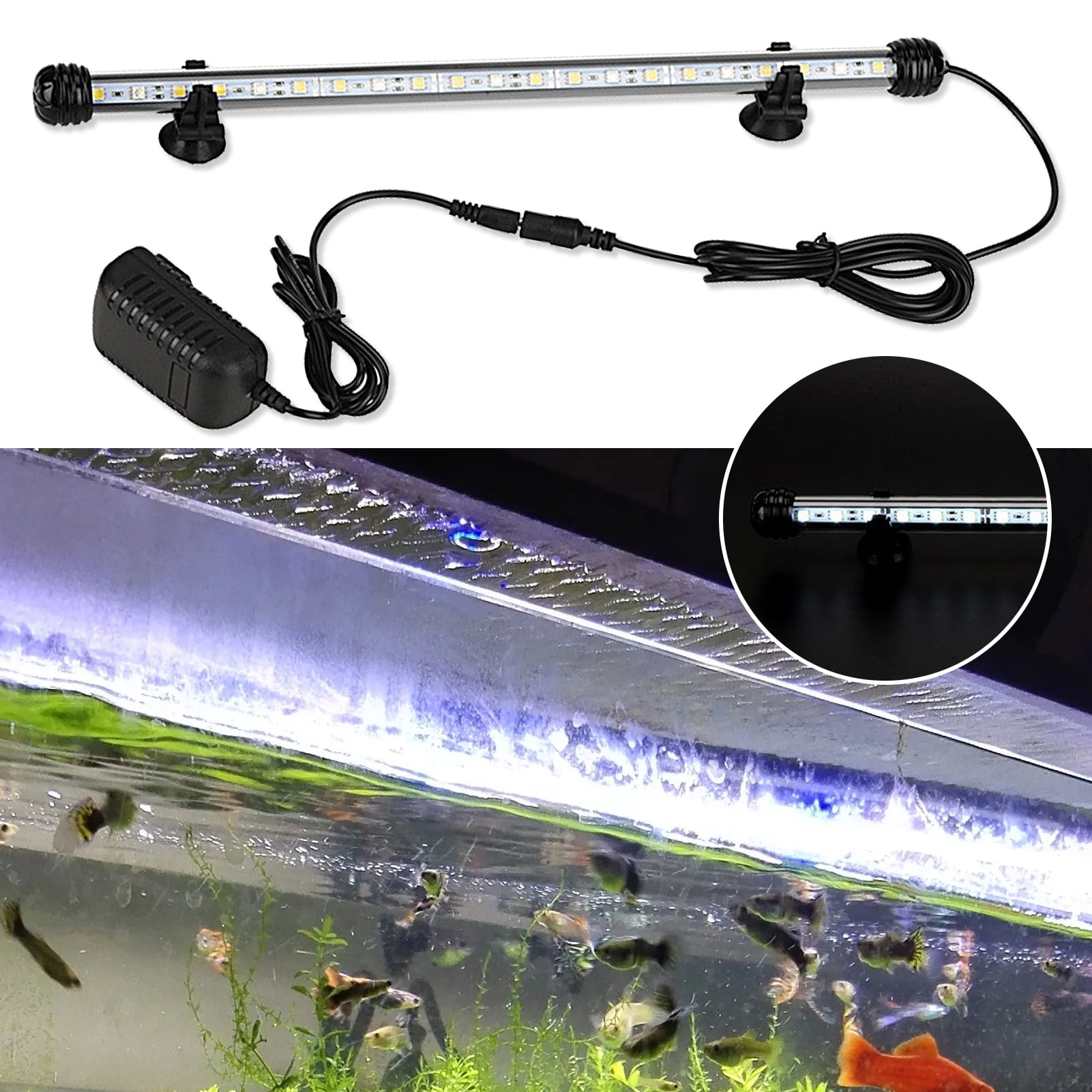 HEVIRGO 8Inch IP68 Waterproof Fish Tank LED Light Aquarium Underwater ...