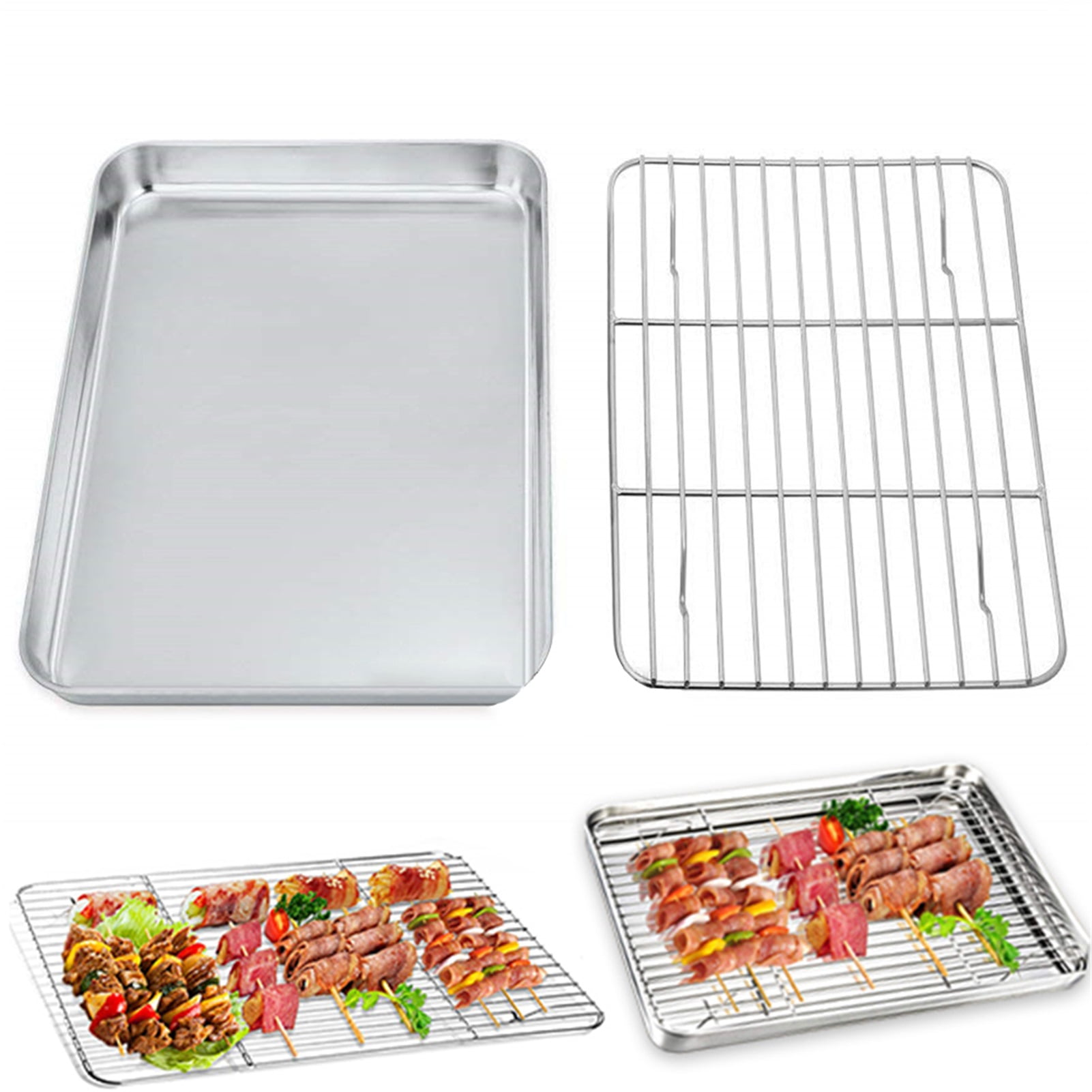 HEVIRGO Baking Sheet with Rack Set [1 Pans + 1 Racks], Stainless Steel ...