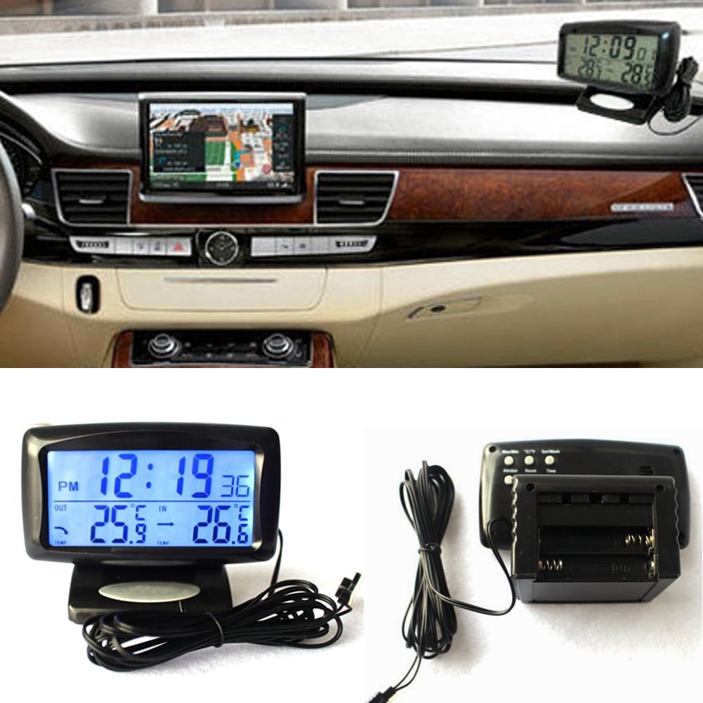 HEVIRGO Car Vehicle LED Digital LCD Thermometer Clock Temperature Meter ...