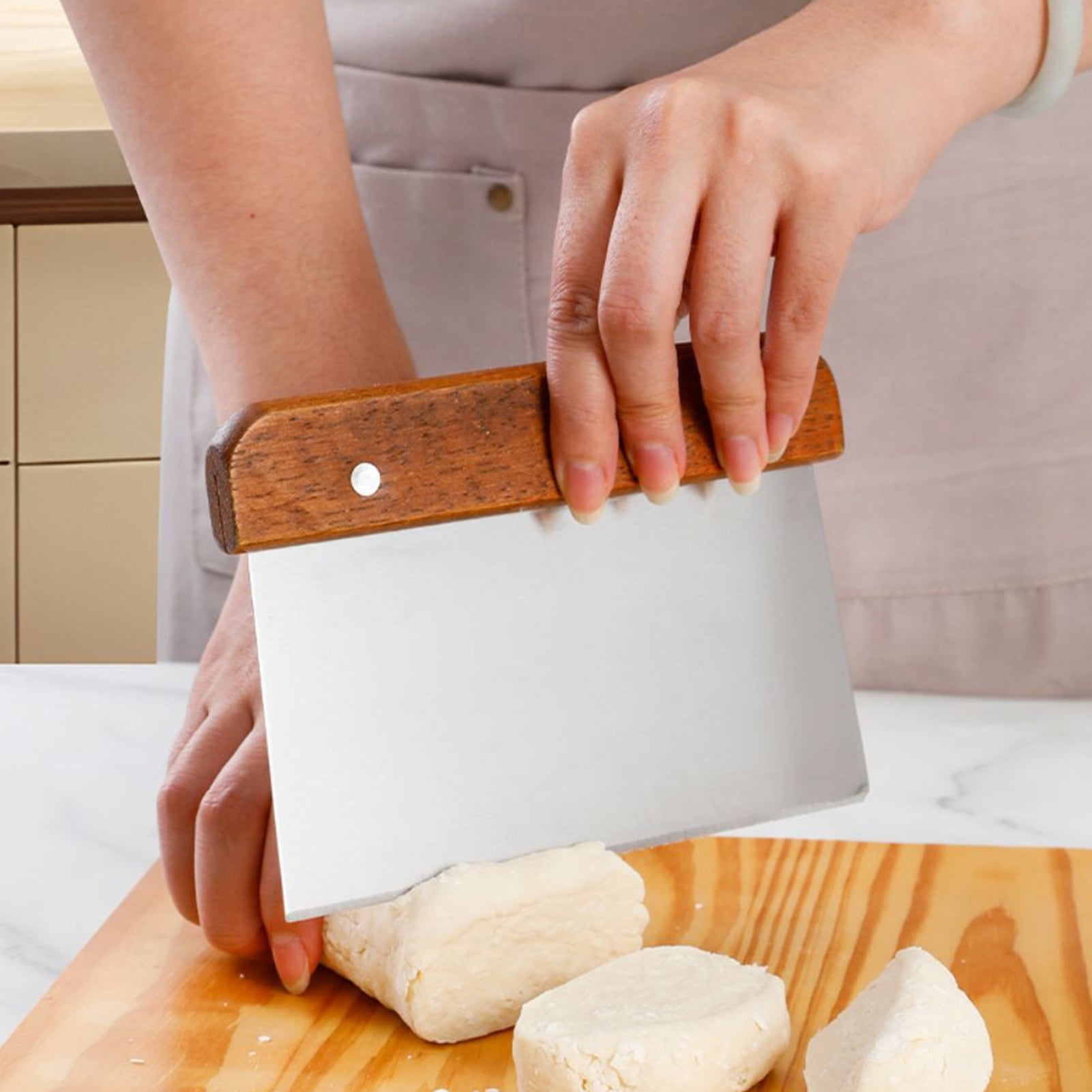 HEVIRGO Dough Scraper Cutter Stainless Steel Pastry Scraper Chopper ...