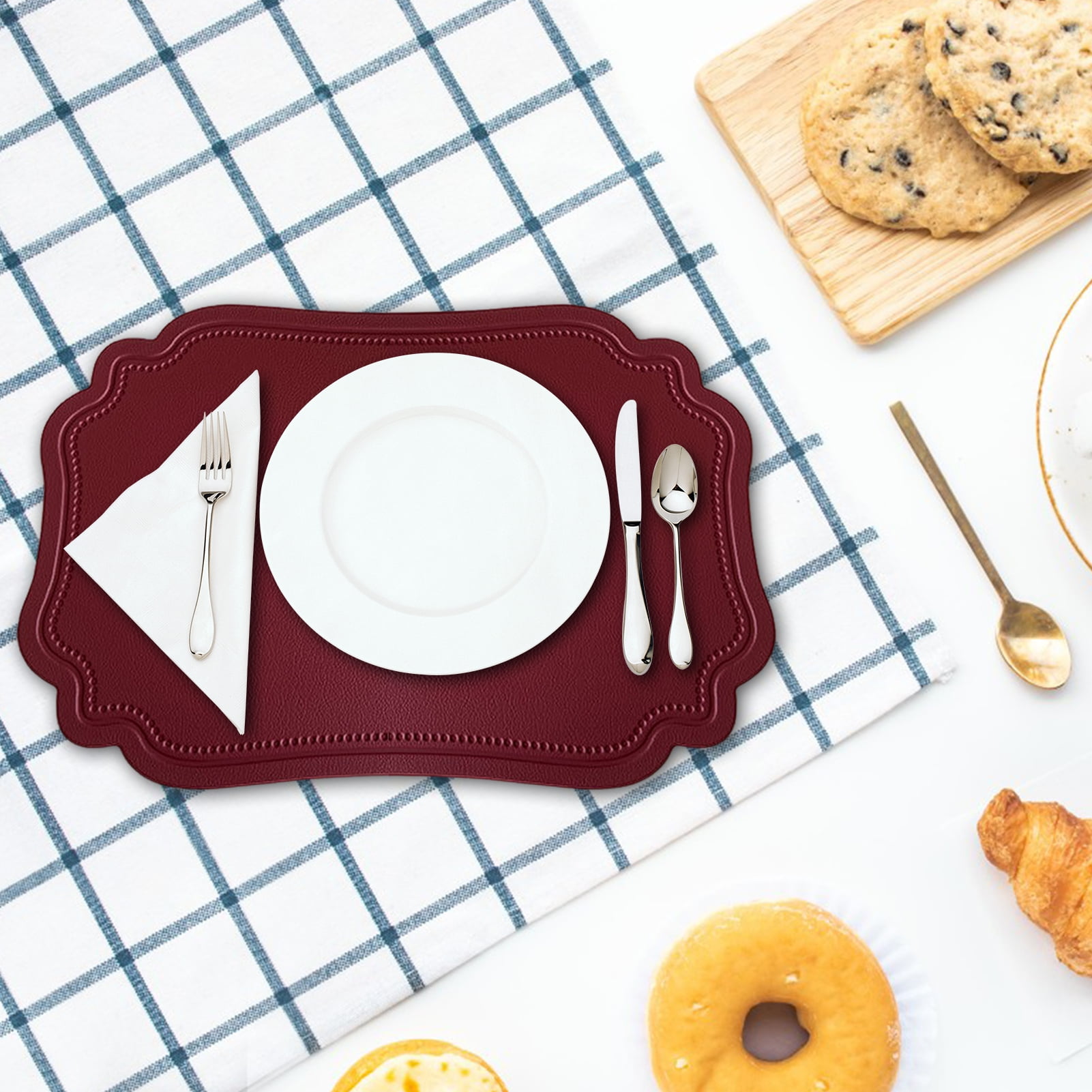 HEVIRGO Faux Leather Placemat Heat Resistant Kitchen Drying Mat ...