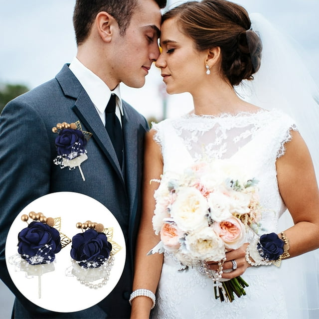 HEVIRGO Faux Pearl Wrist Flower Adjustable Stunning Wedding Accessory ...