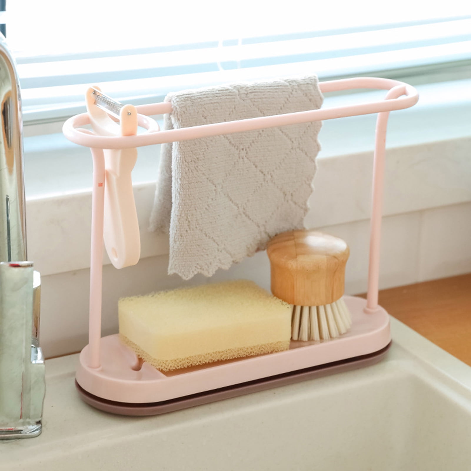 HEVIRGO Kitchen Sponge Brush Drying Drainer Storage Rack Dishcloth ...