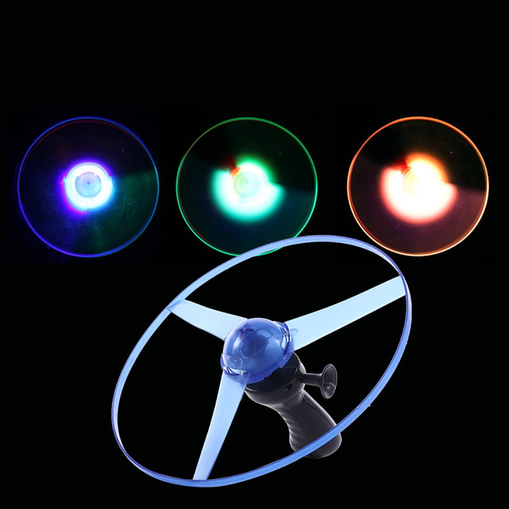 HEVIRGO LED Light up Spinning Flying Disc Saucer Pull String Kids Toy ...