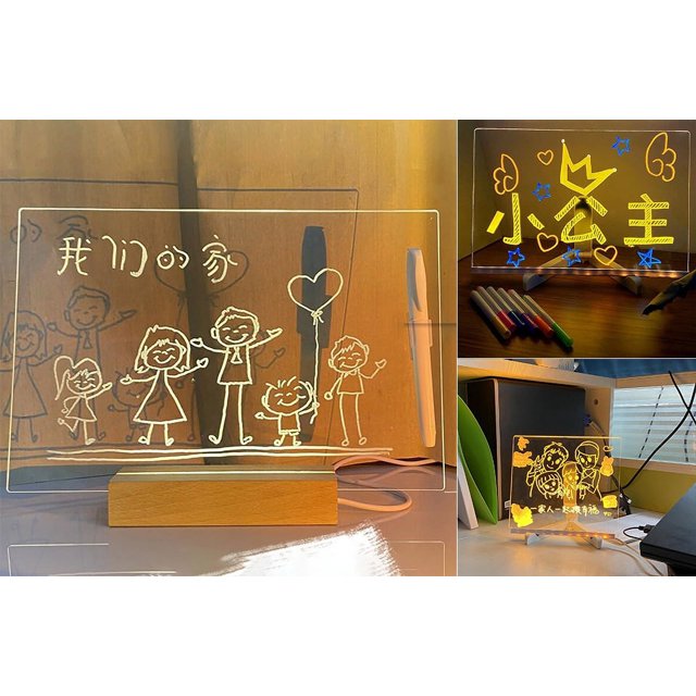 HEVIRGO LED Note Board with 7 Color Pens, Glowing Acrylic Letter Dry ...