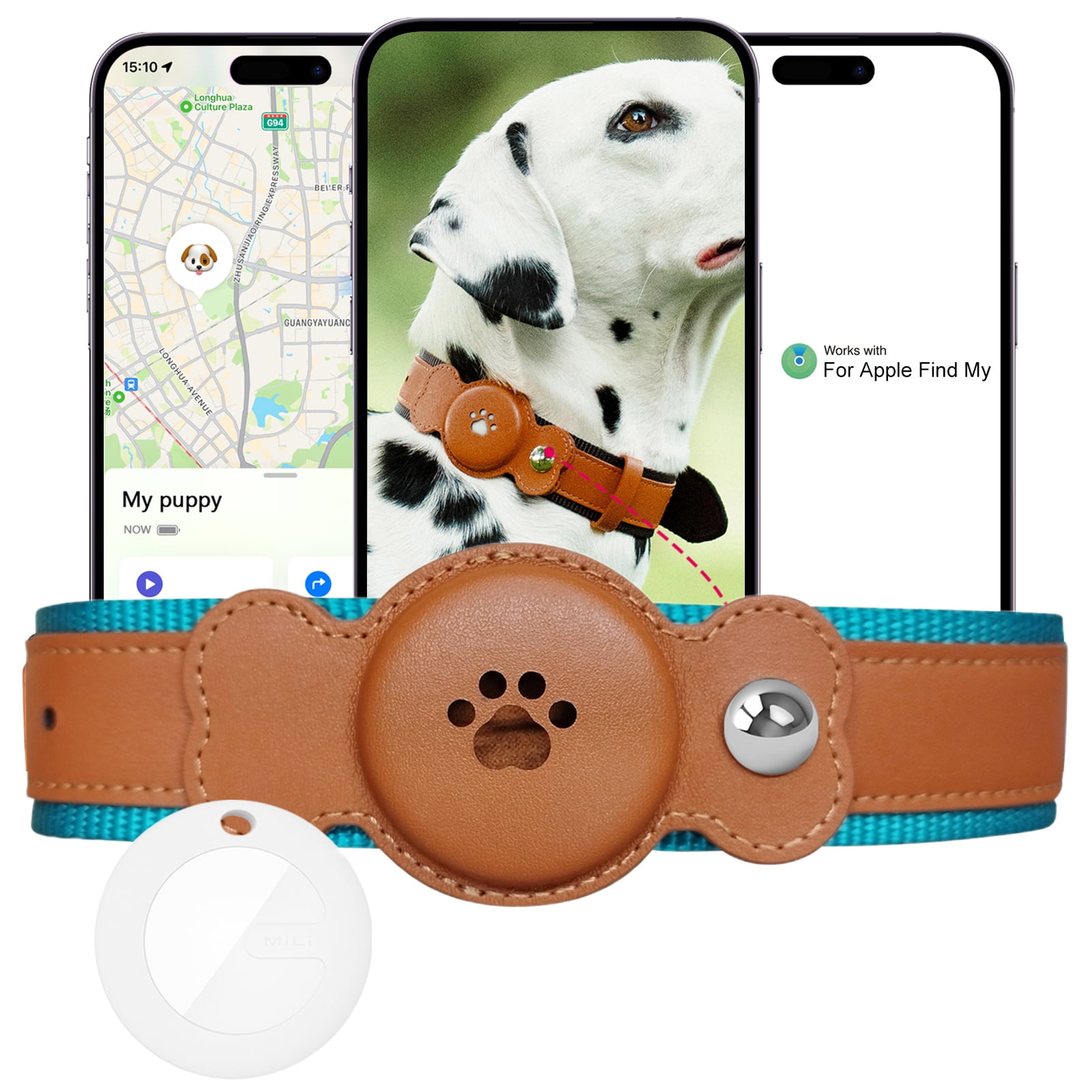 HEVIRGO Pet Collar with Waterproof GPS Tracker, Dogs Real-Time Location ...