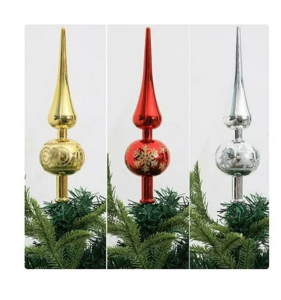 Plastic Xmas Tree Topper with Snowflake Print and Gourd Shape, Durable ...