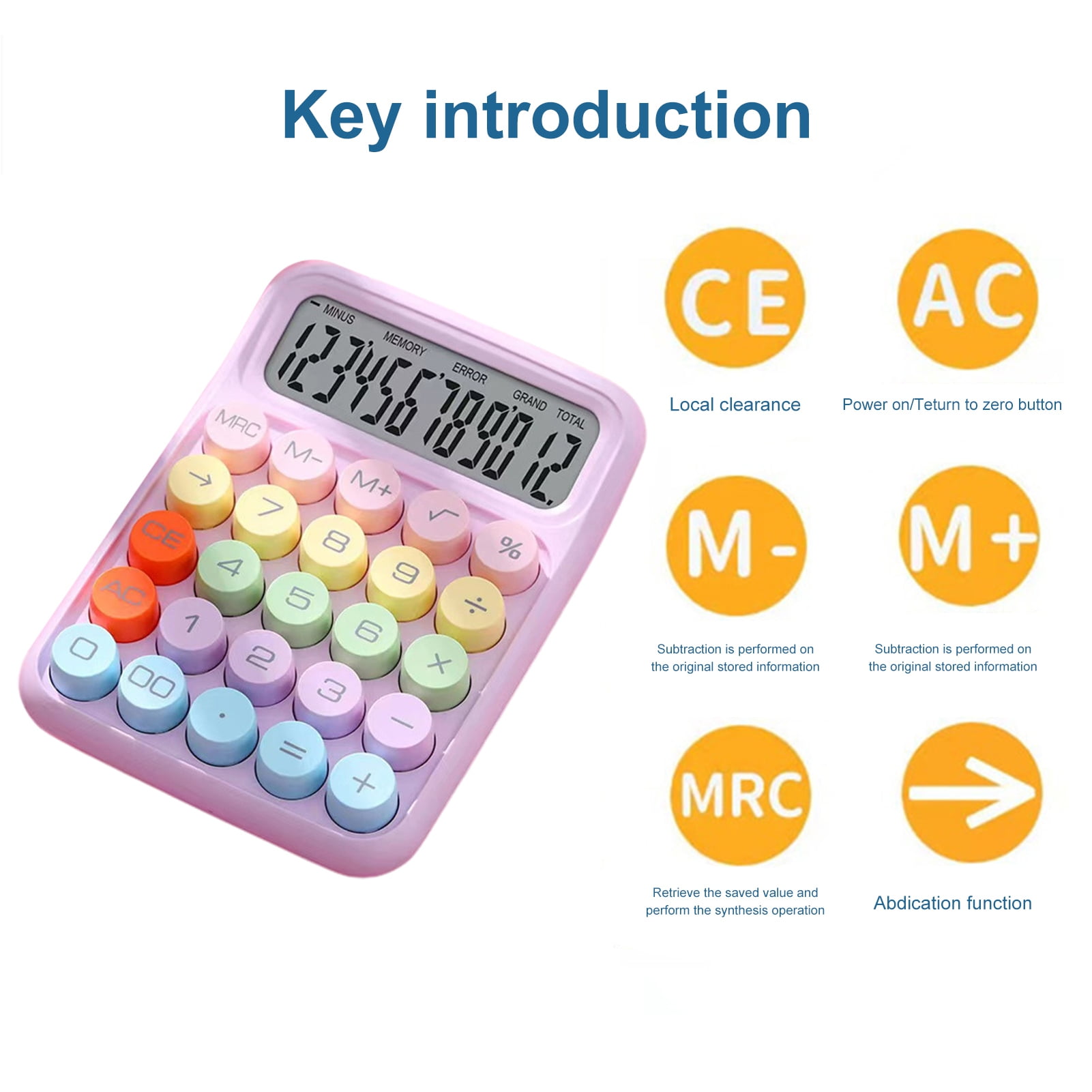 HEVIRGO Portable Calculator Typewriter-Inspired Round Button Large ...