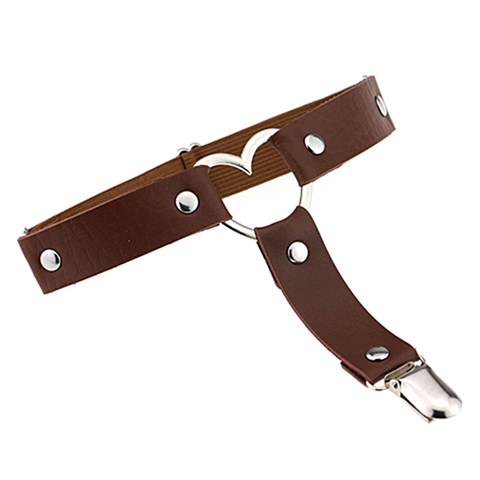 HEVIRGO Punk Garter Solid Color Free Adjustment Faux Leather Heart ...