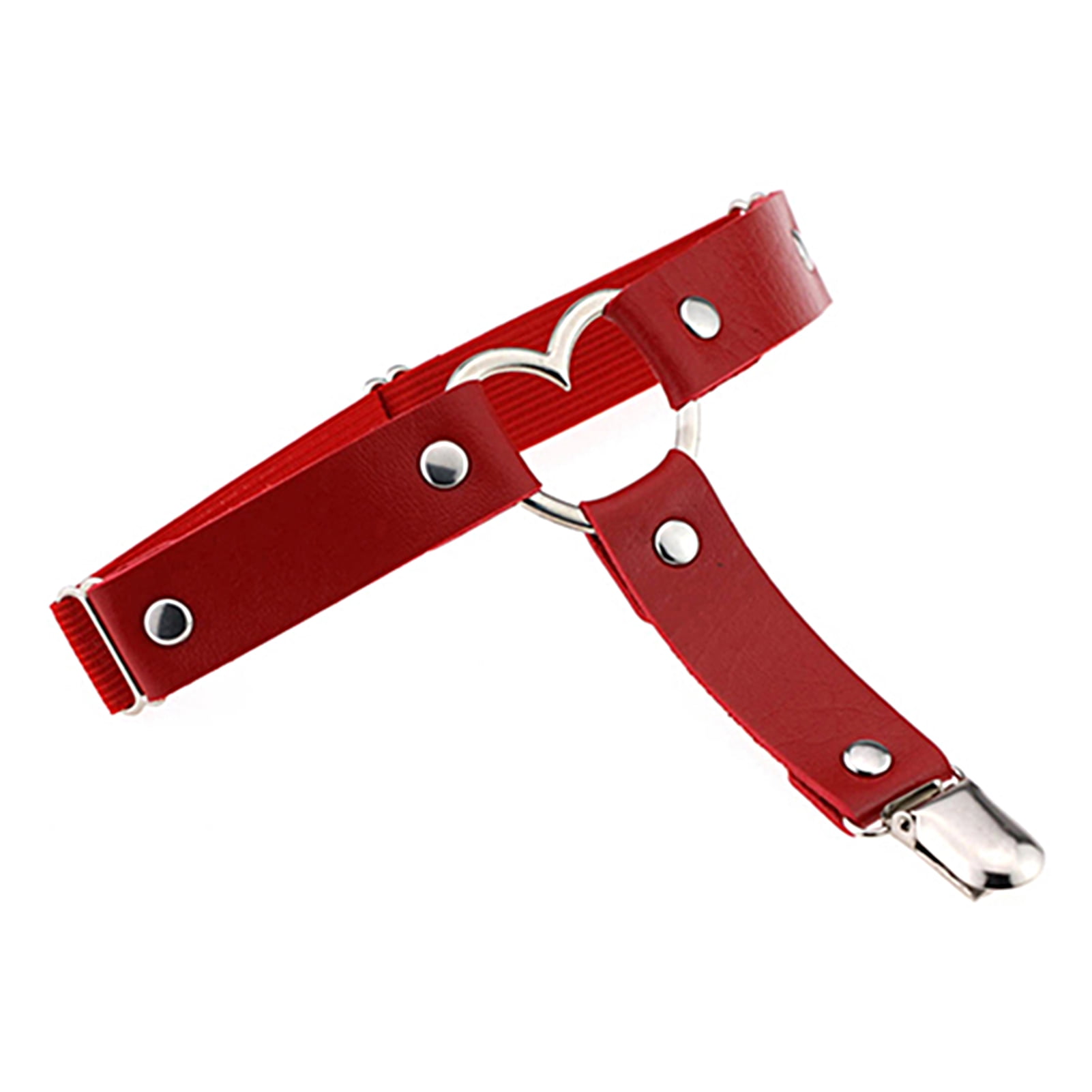 HEVIRGO Punk Garter Solid Color Free Adjustment Faux Leather Heart ...