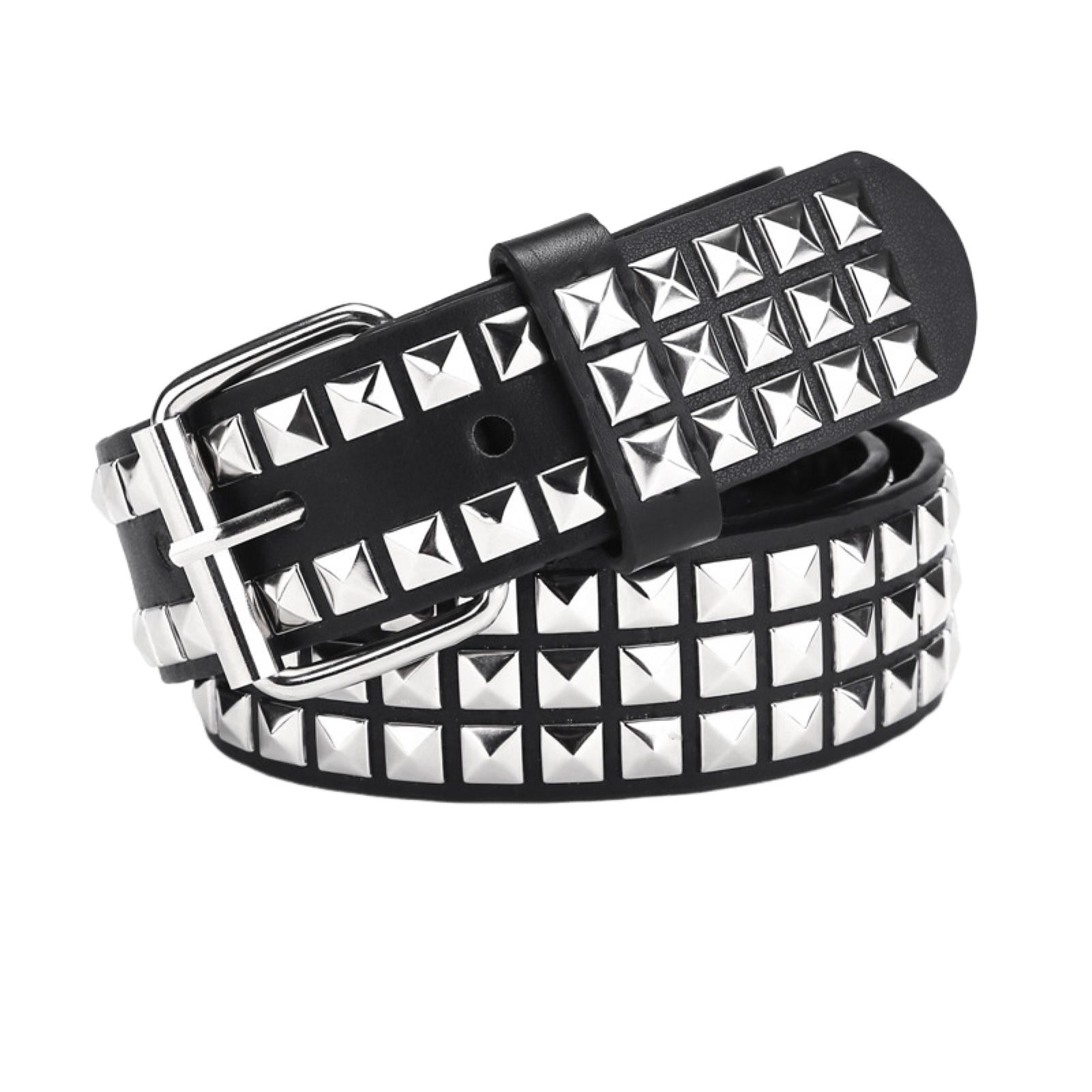 HEVIRGO Punk Rock Rivet Belt Studded Belt Grommet Threads Belt Square ...