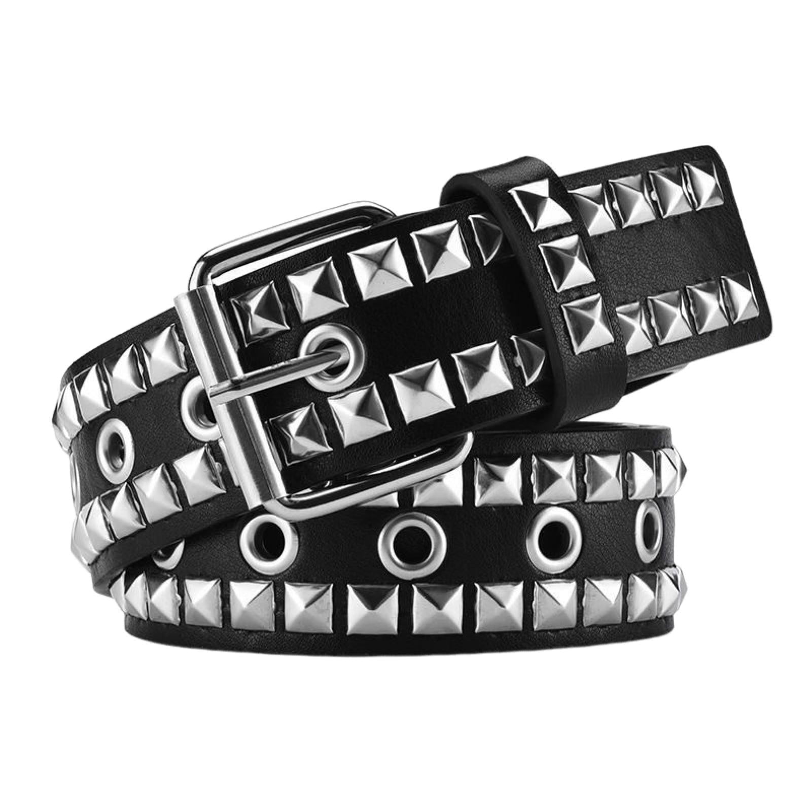 HEVIRGO Punk Rock Rivet Belt Studded Belt Grommet Threads Belt Square ...