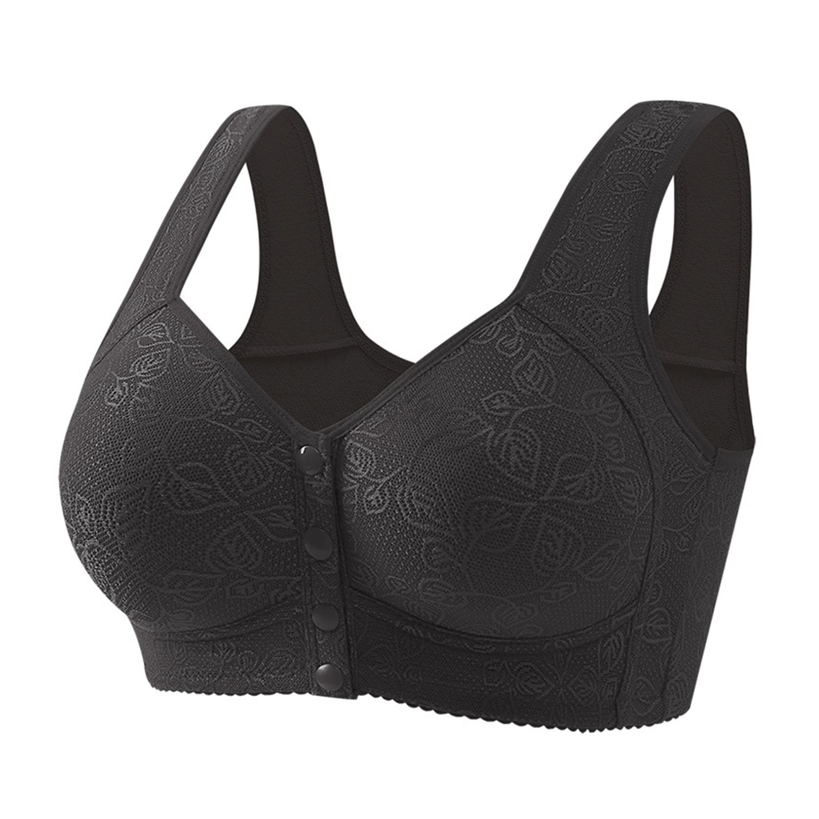 HEVIRGO Push-Up Cotton Bra for Older Women Full Coverage Front Closure ...