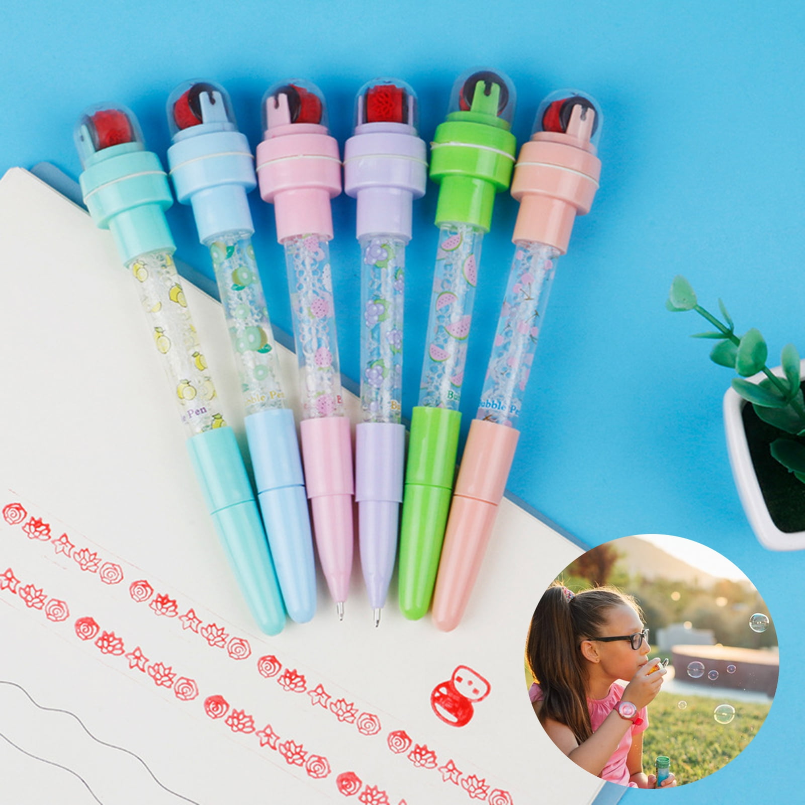 HEVIRGO Random Color 5PCS Gel Pen 4 in 1 Multi-functional Bubble Maker ...
