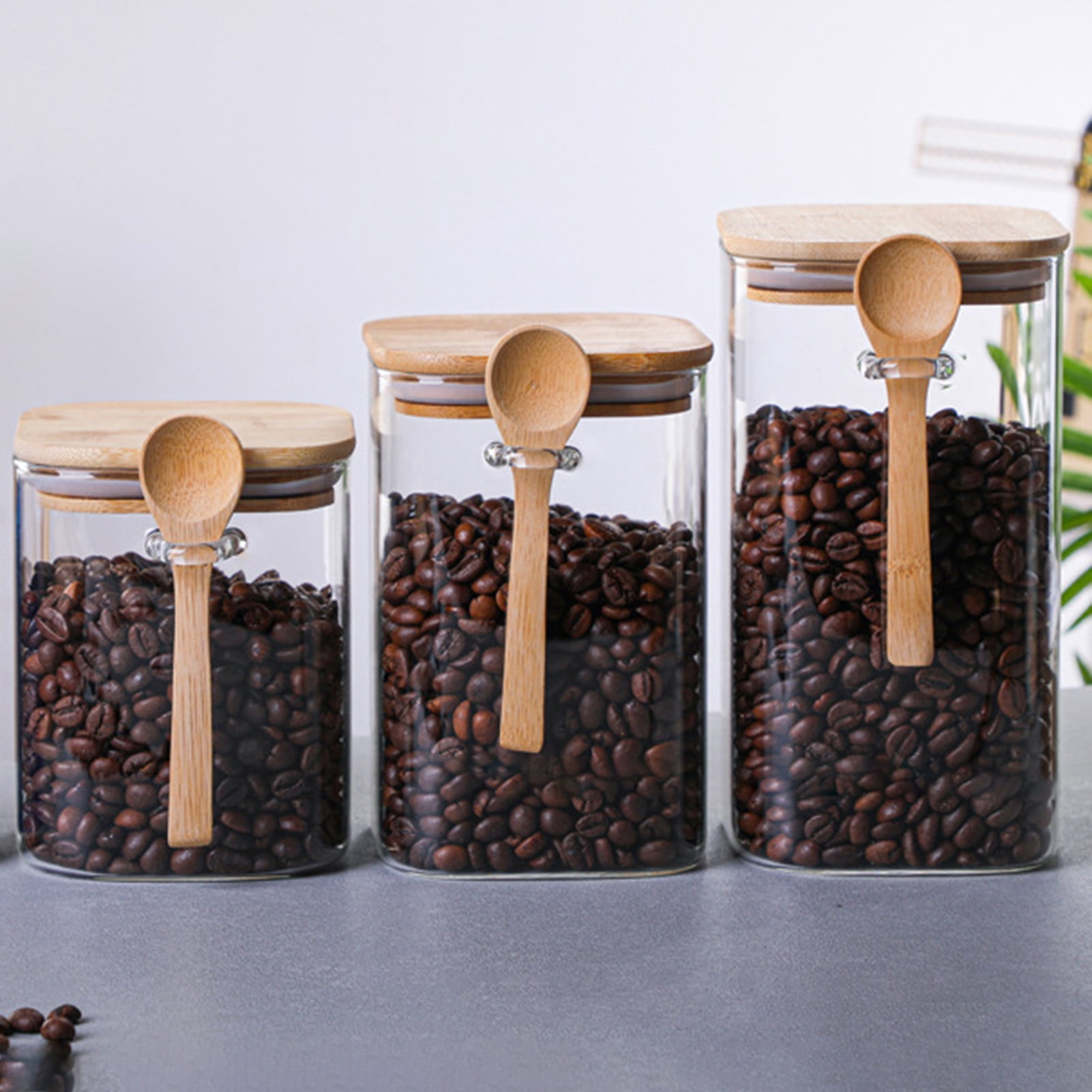 HEVIRGO Storage Jar Storage Container Bottle Transparent Airtight Glass ...