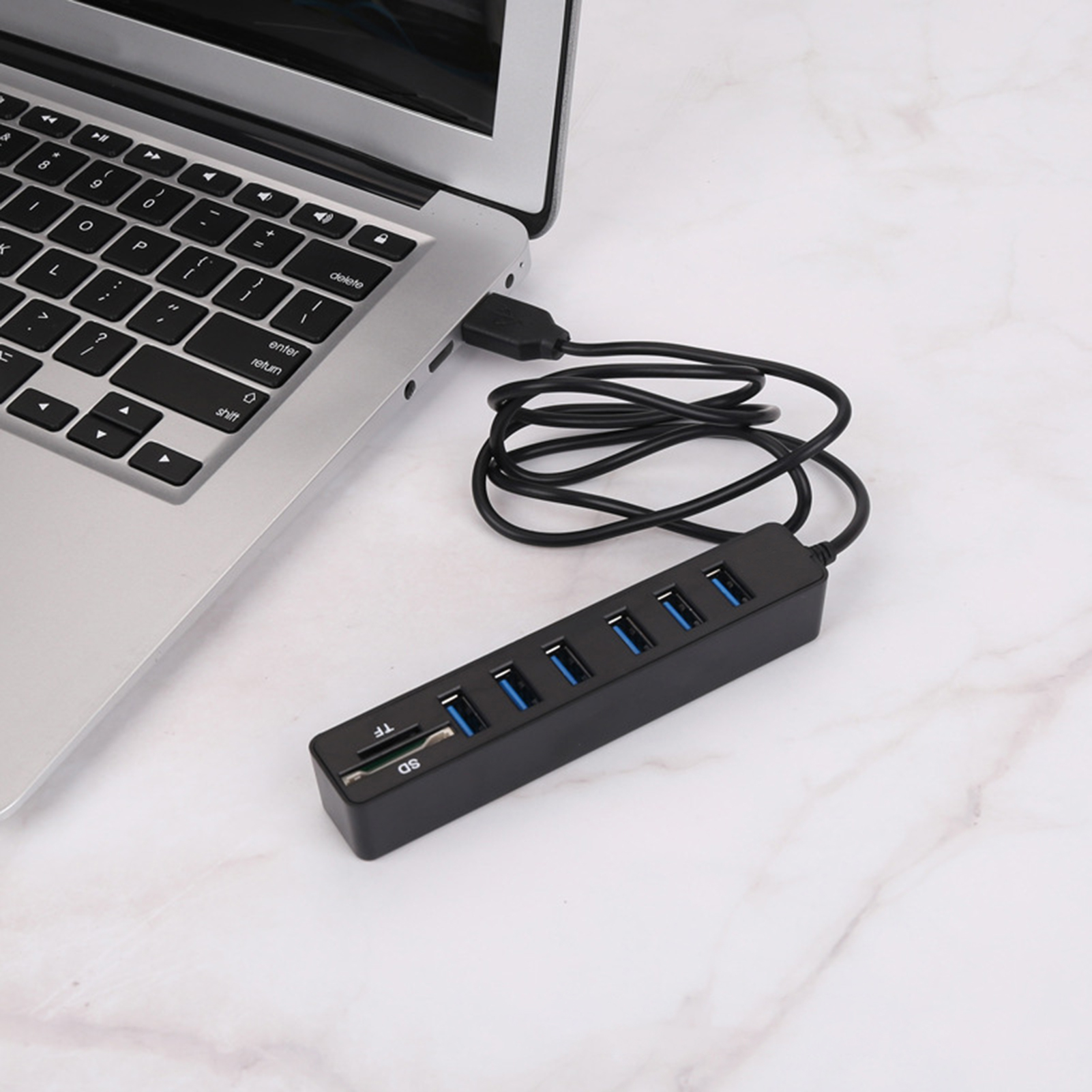 HEVIRGO USB Hub with Long Cable 6 Ports Big Expansion Plug And Play Hot ...