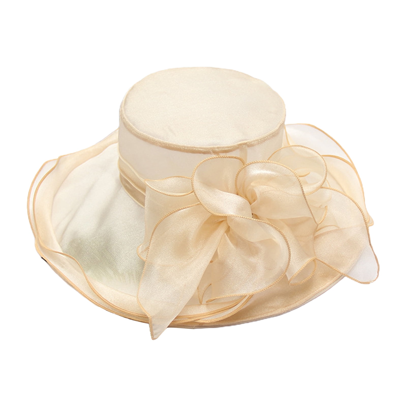 HEVIRGO Women Church Cap Wide Brim Cloth Flower Temperament Foldable ...