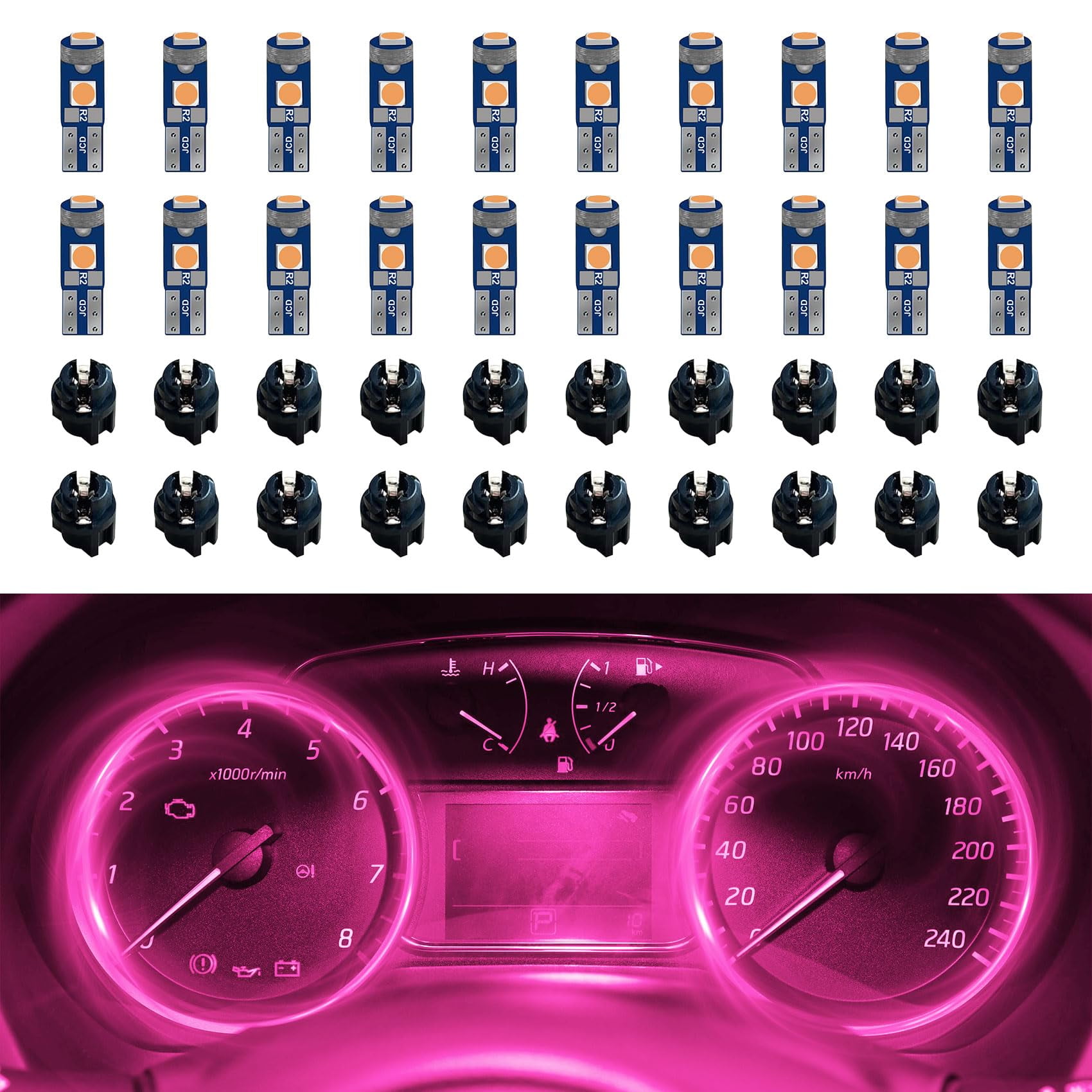HEVLE T5 LED Lights OIF8 for Car Dashboard, T5 LED Bulb with Twist Lock ...