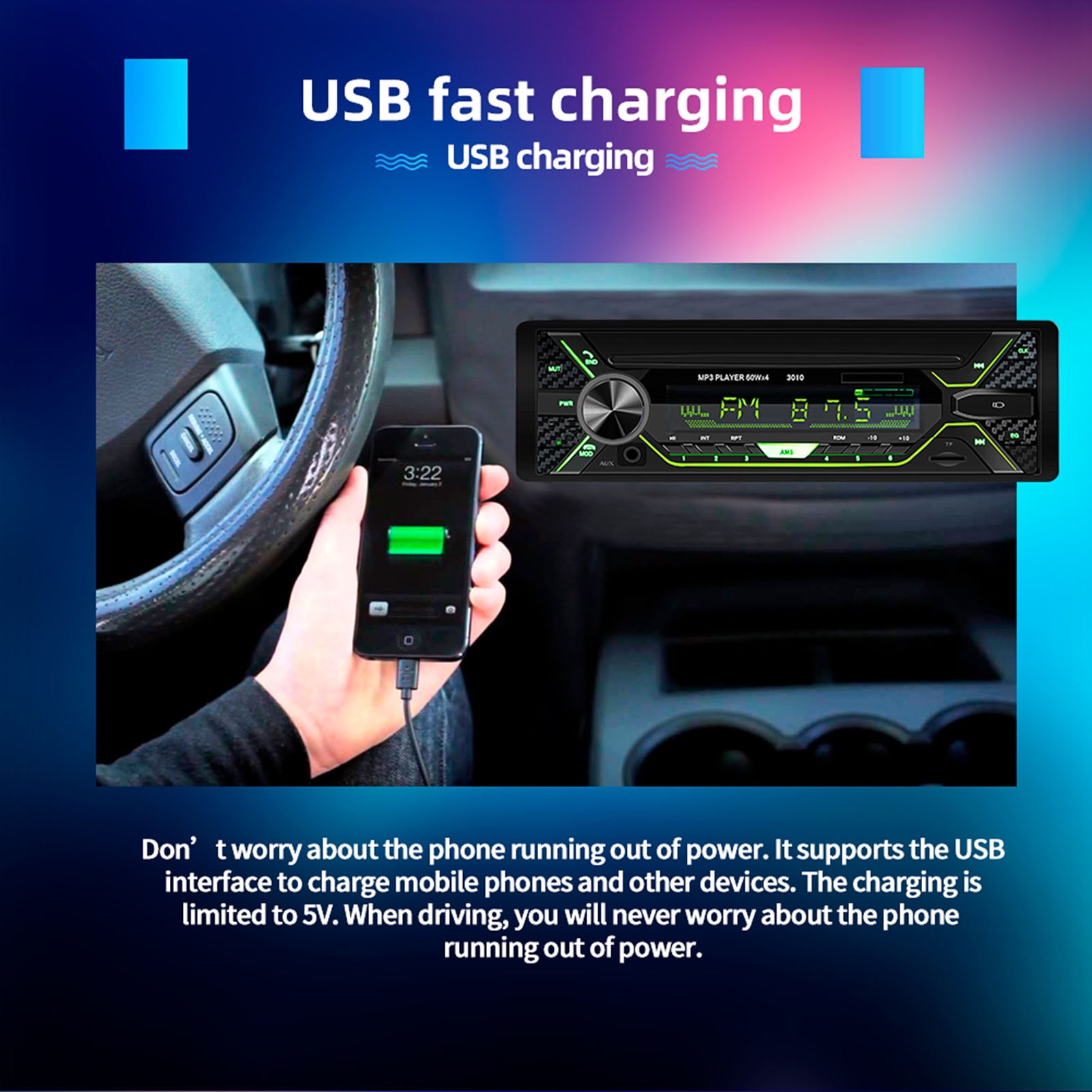 HEVXM Car Stereo,Display Car ColorsLcd Bt Stereo Audio 7 Lcd Display 7 ...