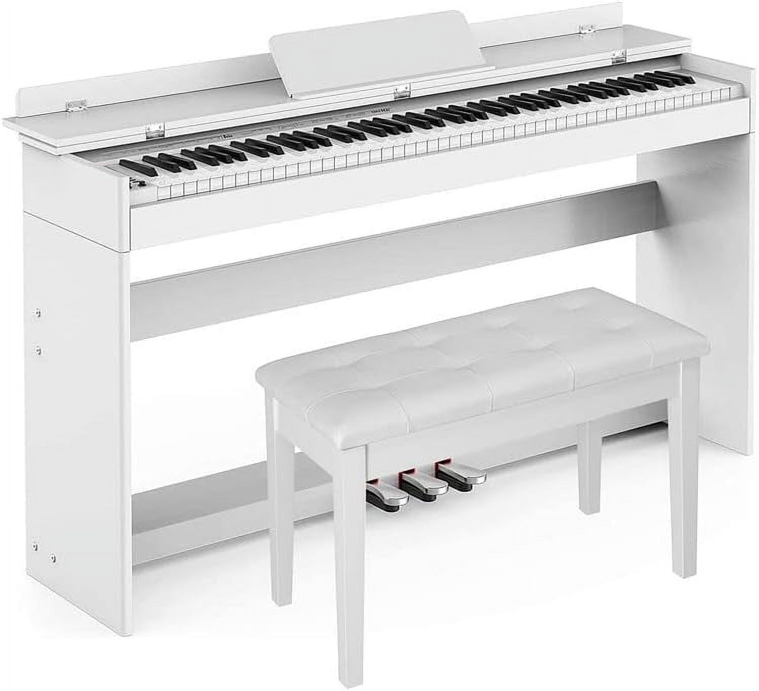 HEXANT 88-Key Weighted Digital Piano, Full-Size Semi-Weighted Upright Flip Electric Keyboard ...