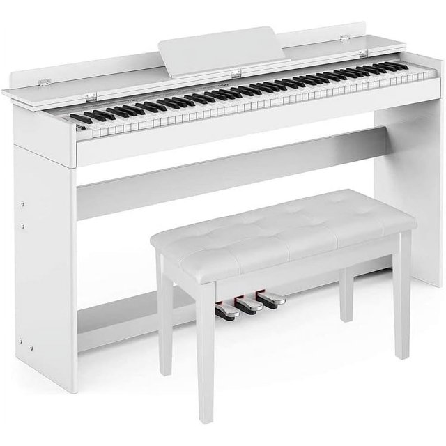 HEXANT 88-Key Weighted Digital Piano, Full-Size Semi-Weighted Upright Flip Electric Keyboard ...
