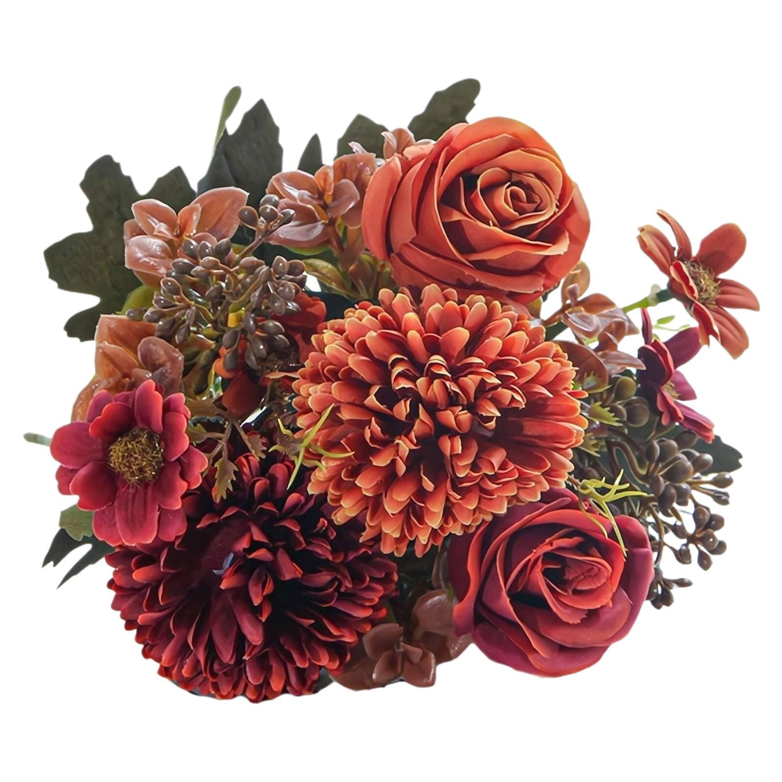 HEXBOOYOO Clearance Artificial Fall Flowers Fake Roses Mums Fall Floral ...