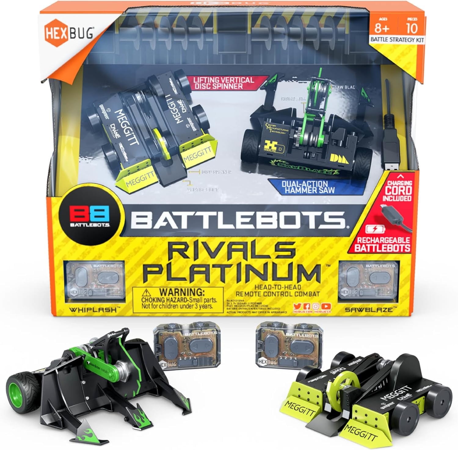 HEXBUG BattleBots Rivals Platinum (Whiplash & Sawblaze), Remote Control ...