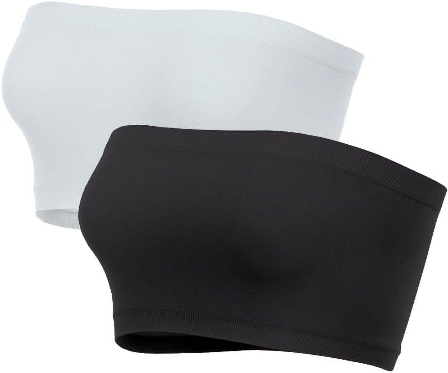 HEXINGMC XS Strapless & Seamless Bandeau Bra, White/Black (2 Pack ...