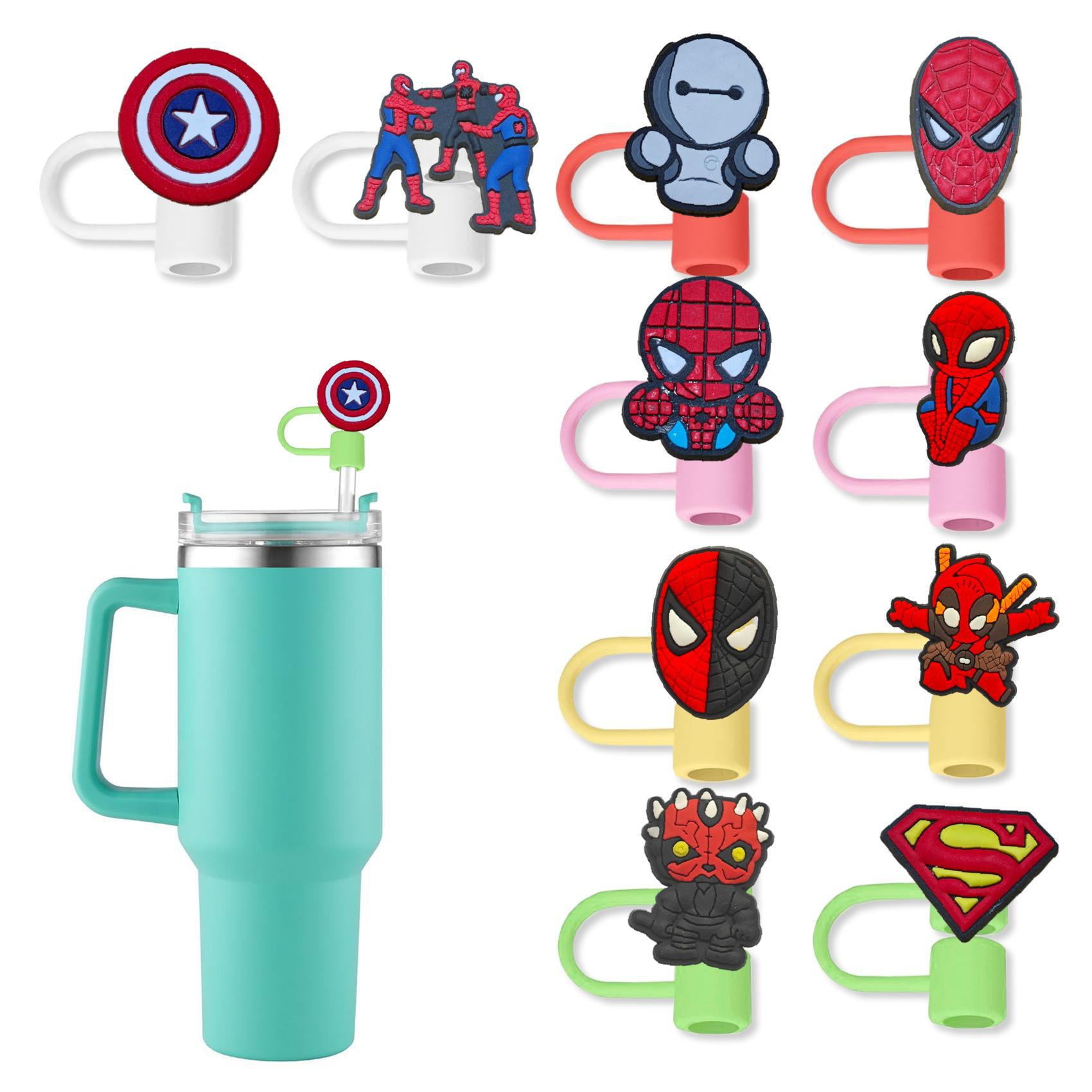 HEXNNHA 10Pcs Straw Covers Cap for Stanley Cup, Cute Spider-Man ...