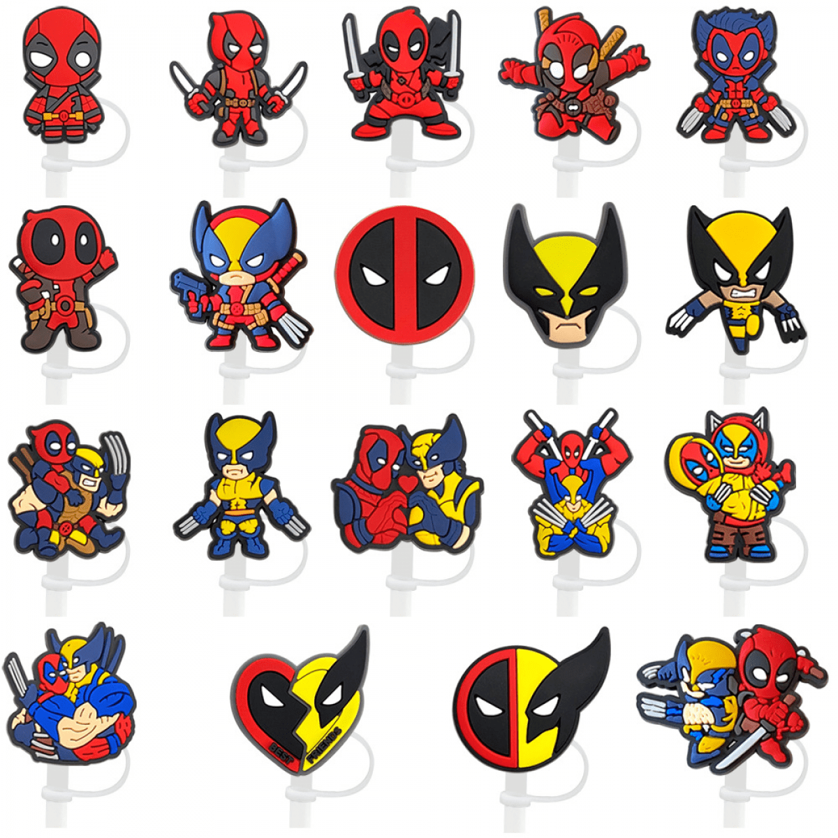 HEXNNHA 19Pcs Straw Covers Cap for Stanley Cup, Cute Deadpool ...