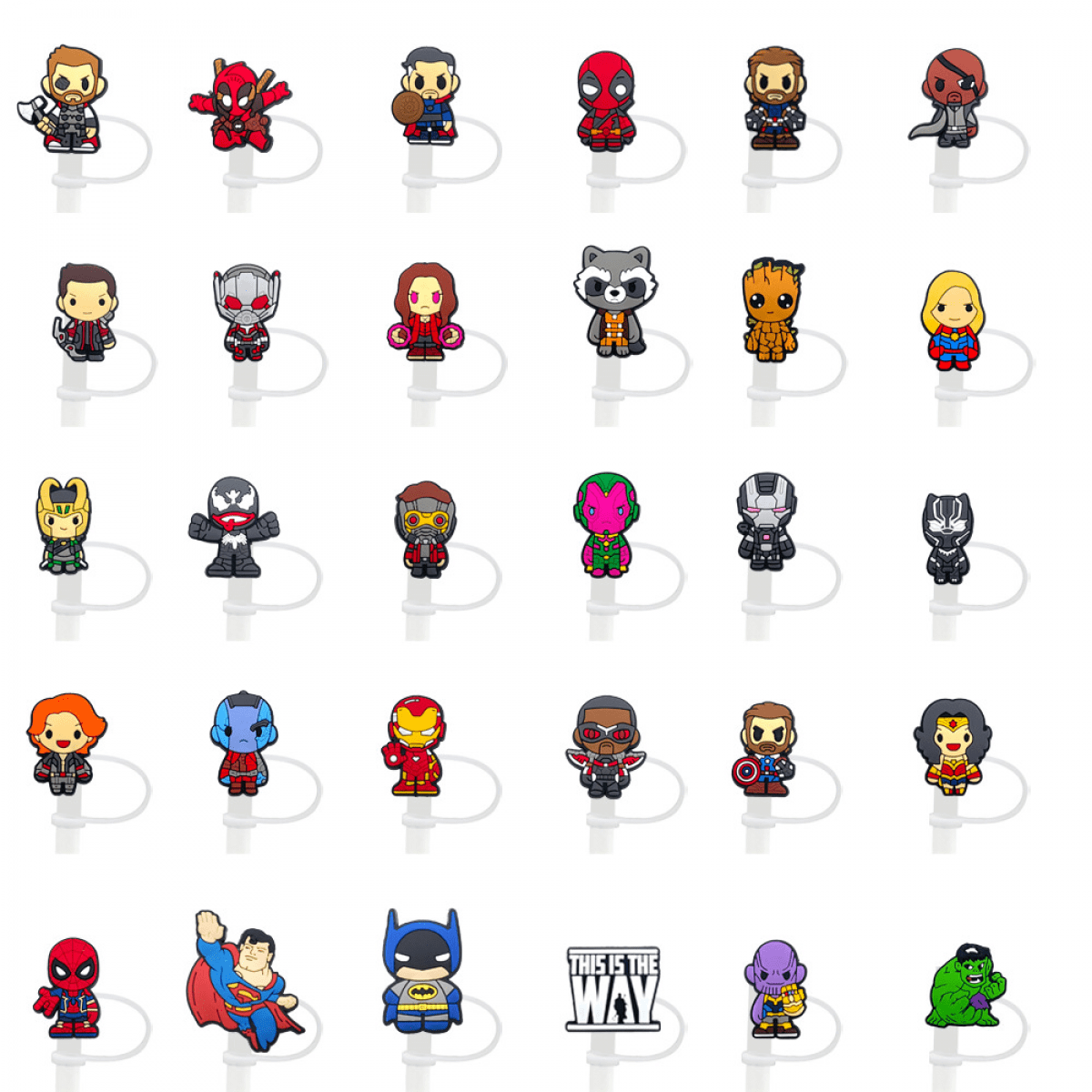 HEXNNHA 30Pcs Straw Covers Cap for Stanley Cup, Cute The Avengers ...