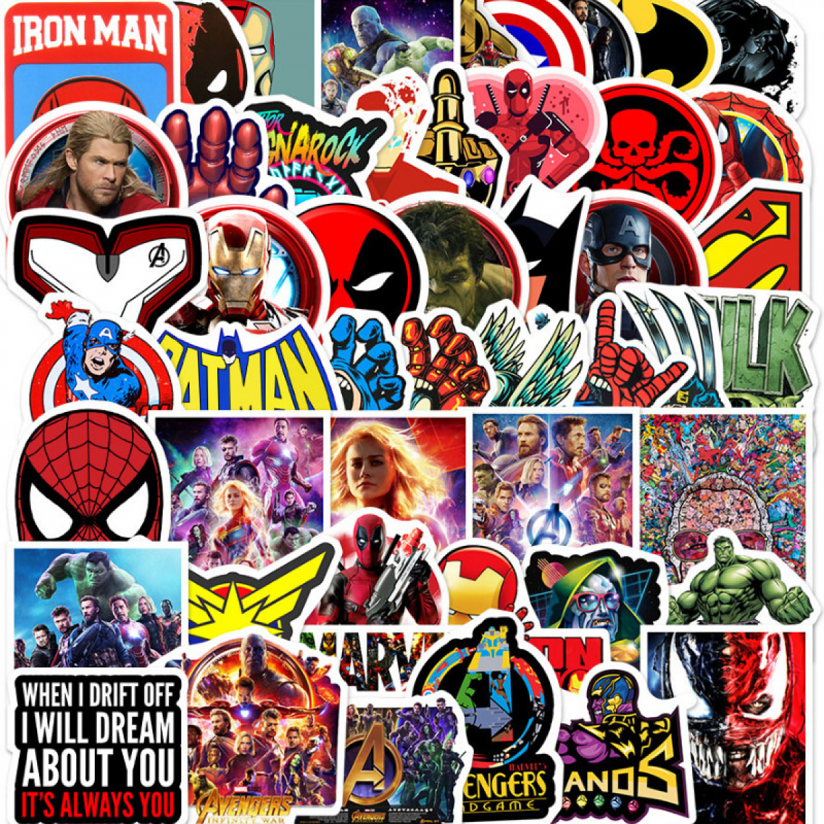HEXNNHA 35Pcs Kids Avengers Superhero Stickers Pack Cute Cartoon ...