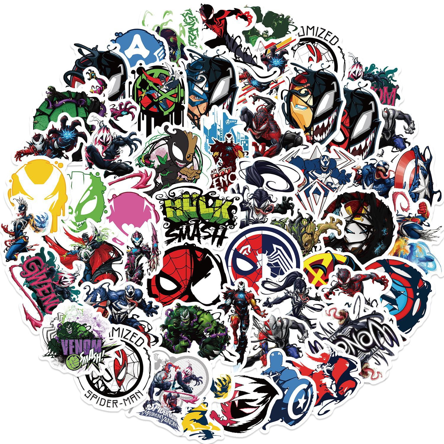 HEXNNHA 50 PCS Cute Cartoon Venom Stickers for Kids Teens, Vinyl ...