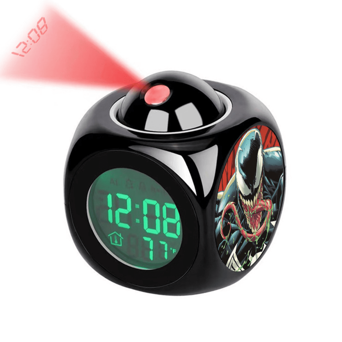 HEXNNHA Digital Alarm Clock, Cartoon Venom Pattern Rotatable Projection ...