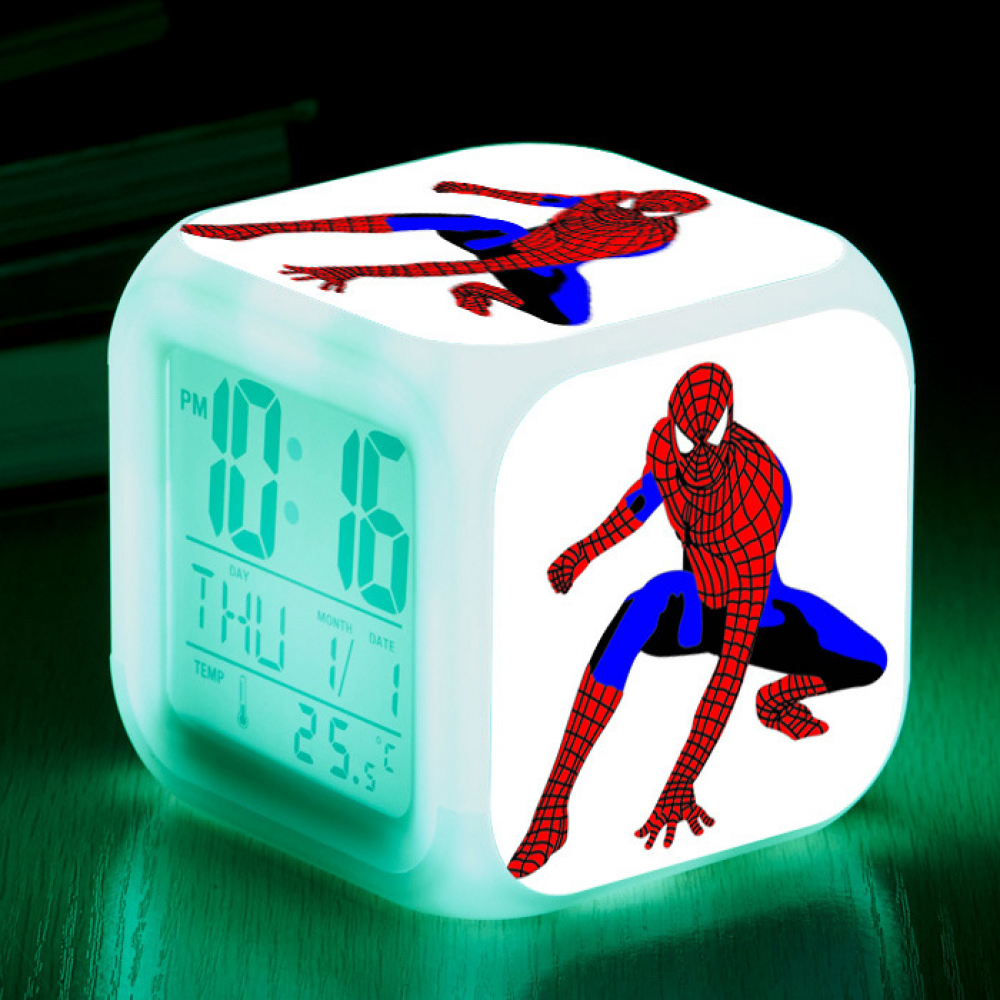 HEXNNHA Digital Alarm Clock for Kids, Cartoon Spider-Man Pattern 7 LED ...