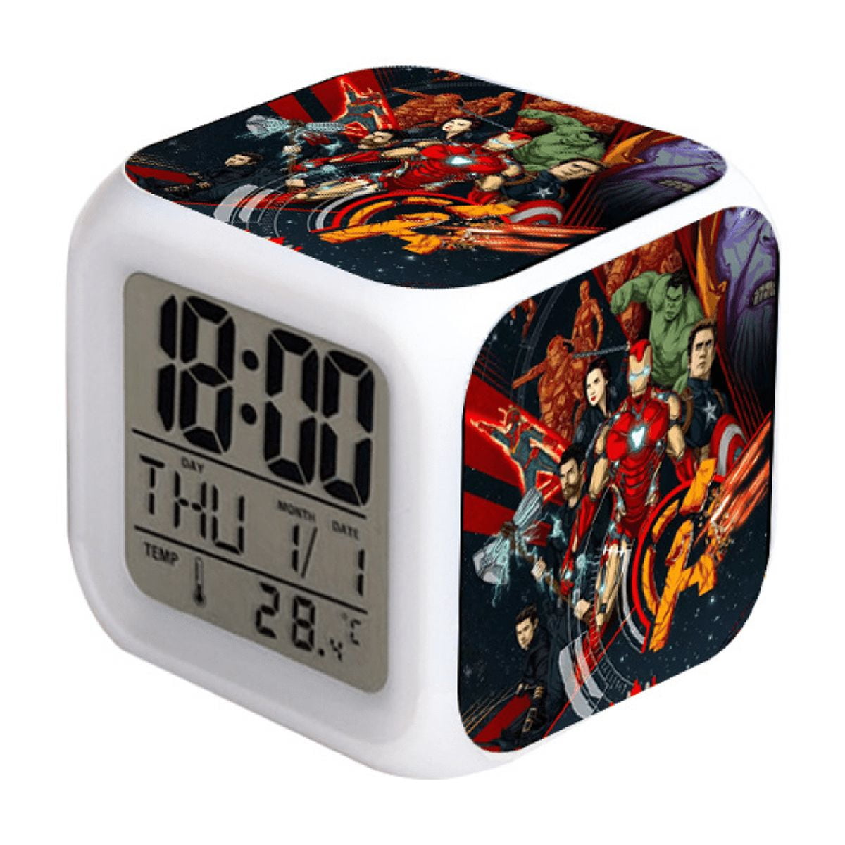 HEXNNHA LED Alarm Clock Avengers SuperHero Pattern Creative Desk Table ...