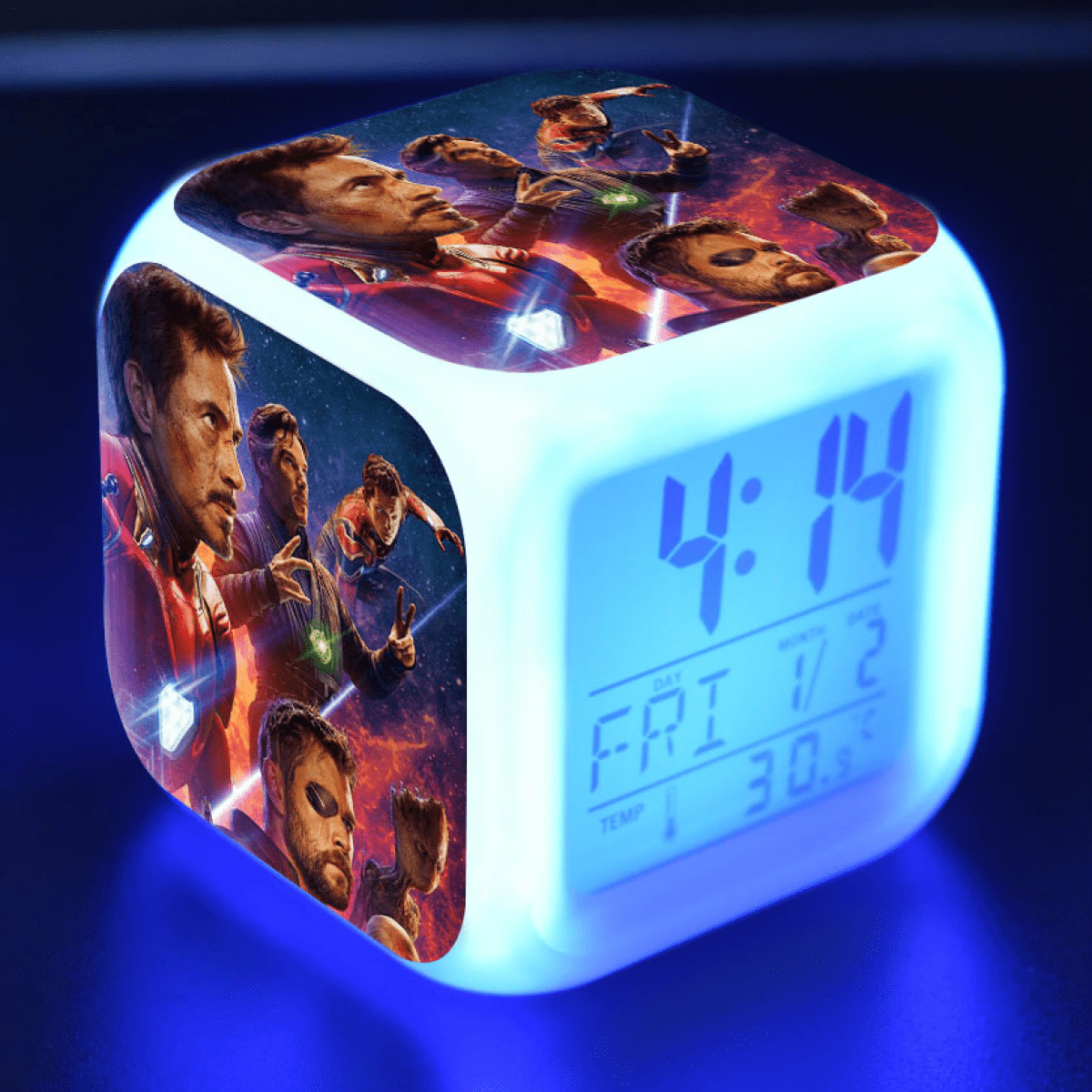HEXNNHA LED Alarm Clock Avengers Superheroes Pattern Creative Desk ...