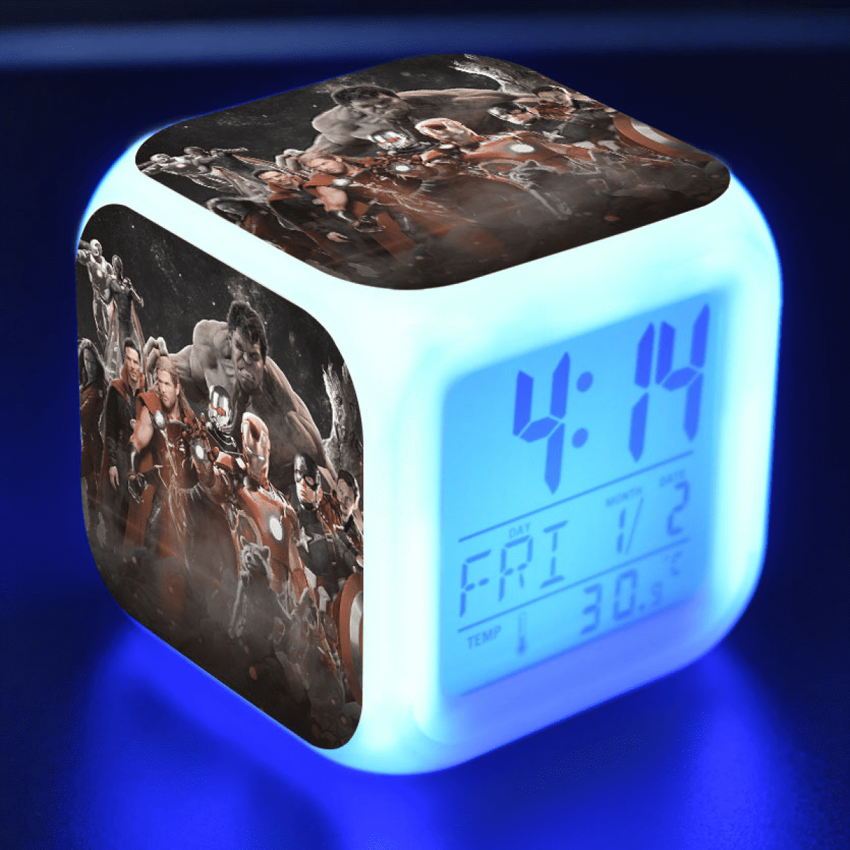 HEXNNHA LED Alarm Clock Avengers Superheroes Pattern Creative Desk ...